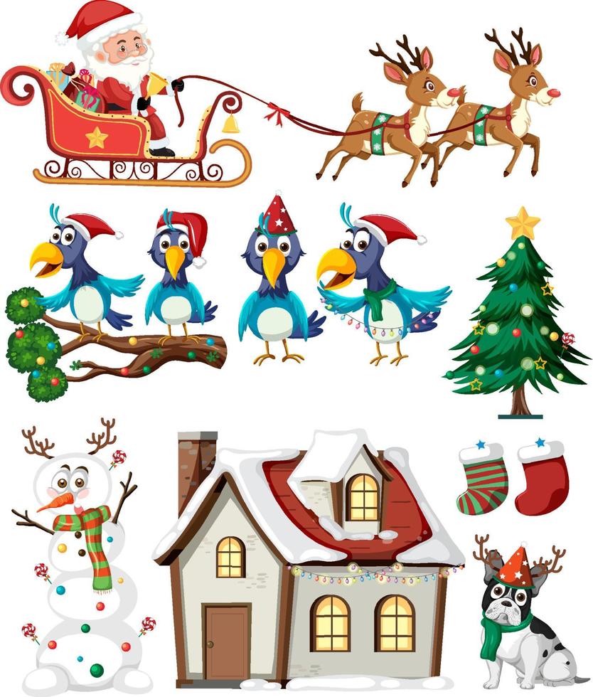 Christmas set with tree and decorations 6037336 Vector Art at Vecteezy