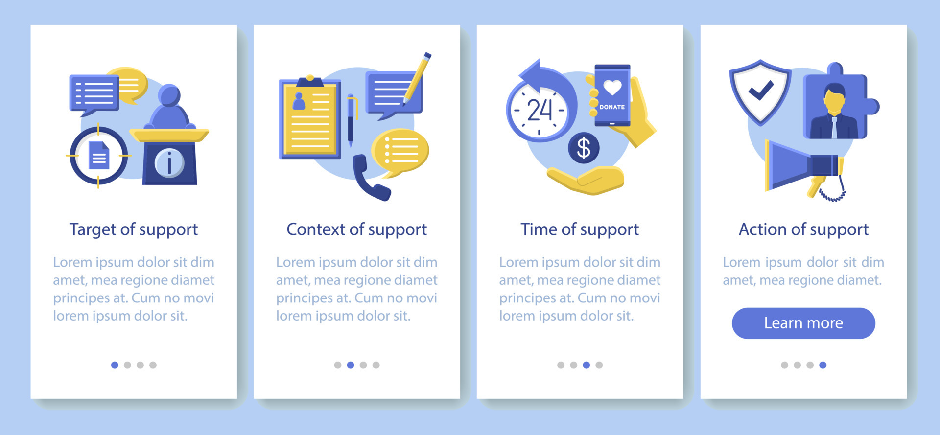 Corporate Social Responsibility Onboarding Mobile App Page Screen Vector Template Target Time