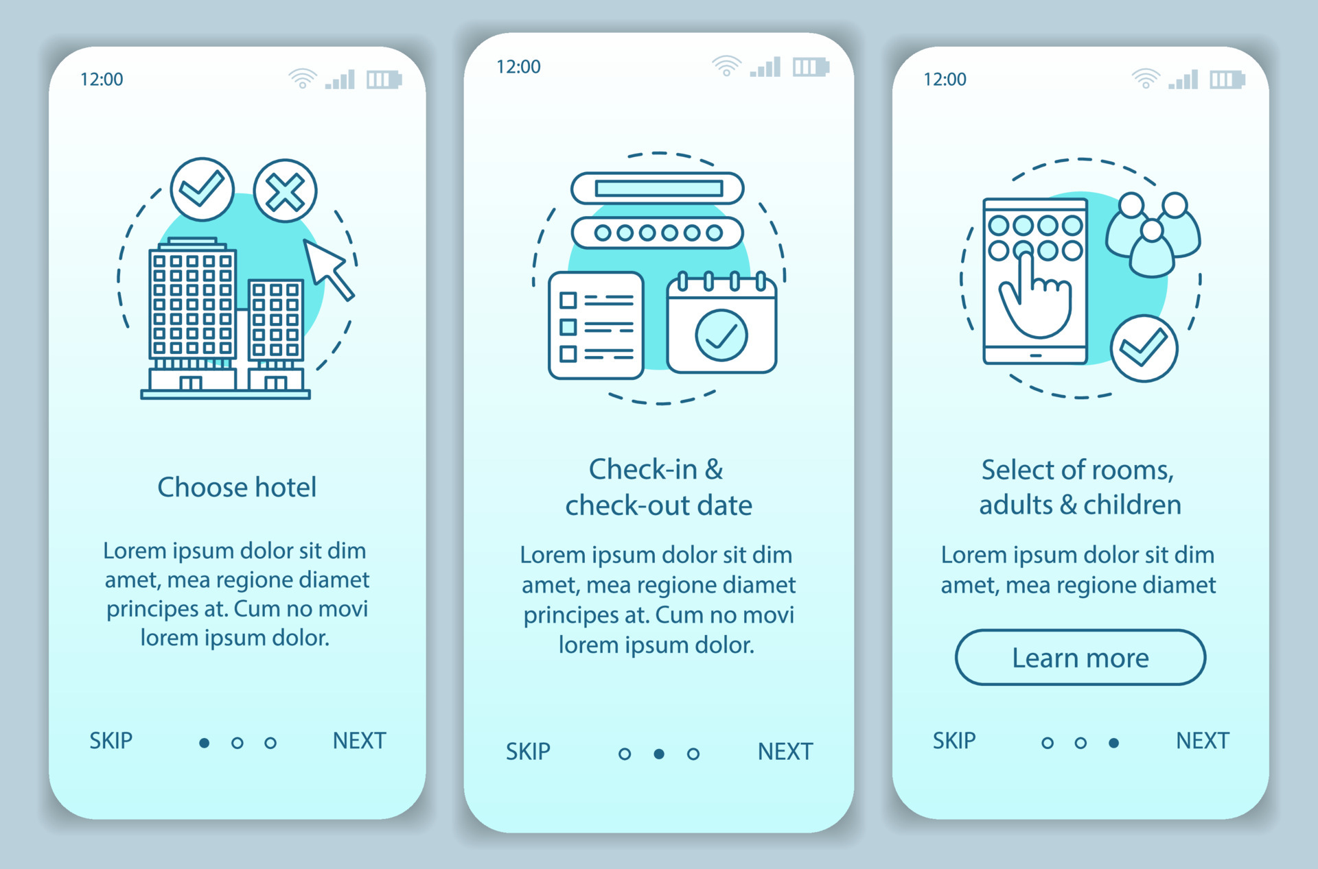 Hotel Booking Onboarding Mobile App Screen Vector Template Choosing