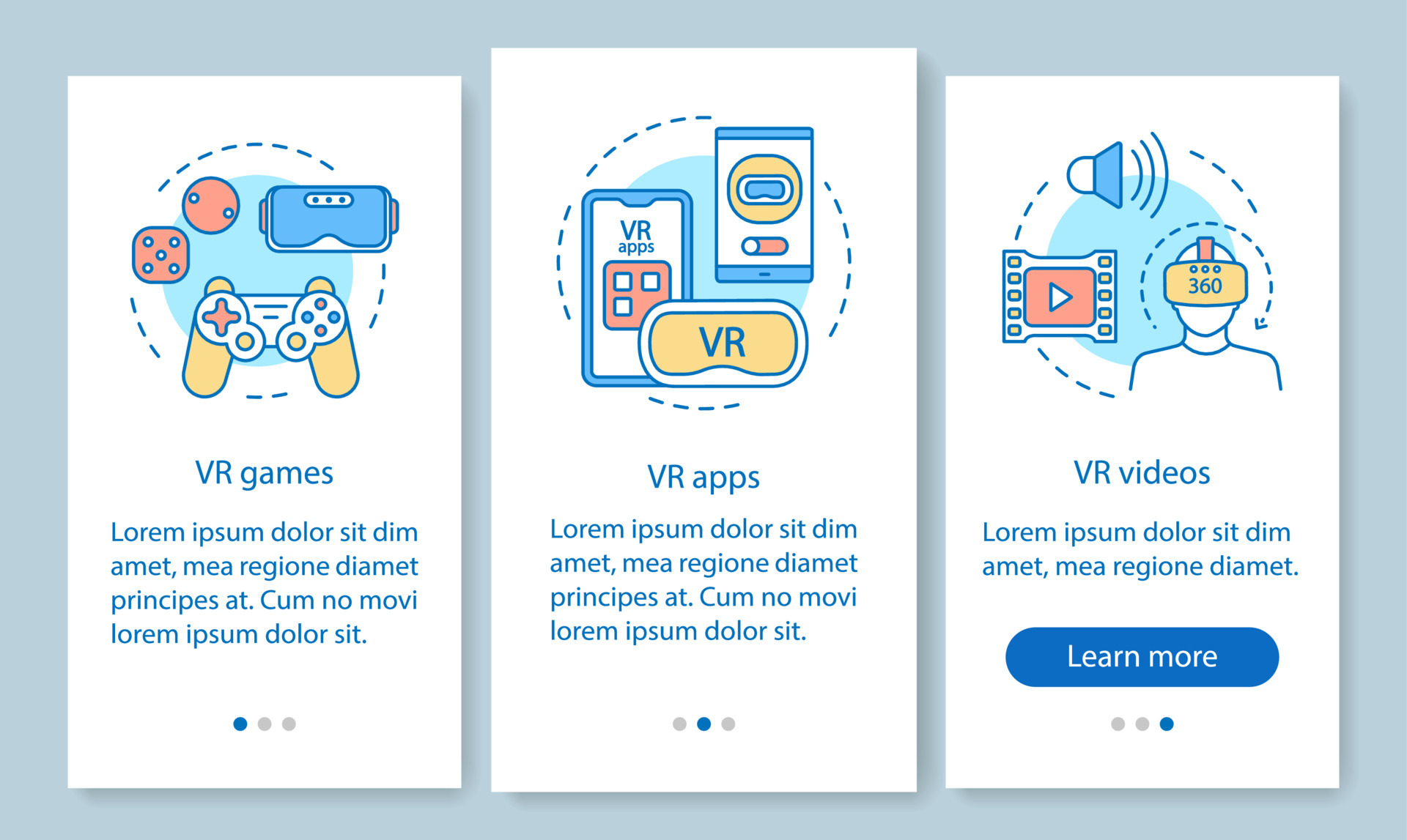 Virtual Reality Onboarding Mobile App Page Screen With Linear Concepts Vr Entertainment Vr