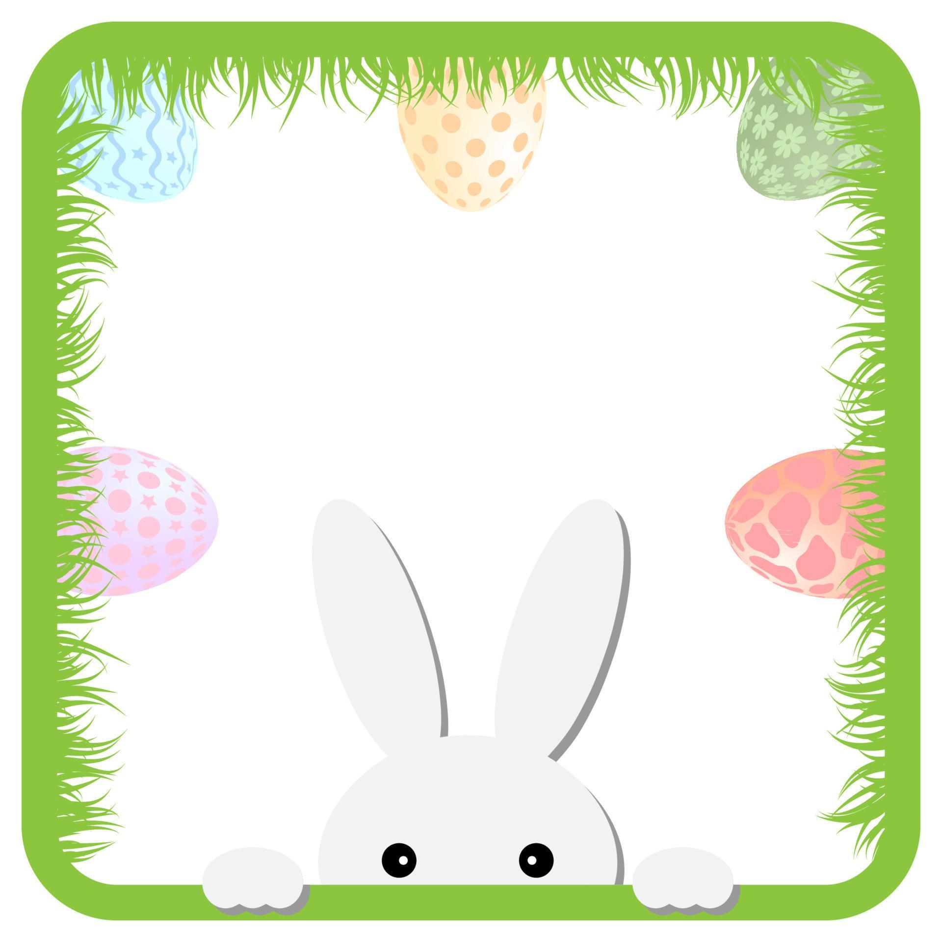 Easter frame with rabbit and eggs in grass. 6040010 Vector Art at Vecteezy