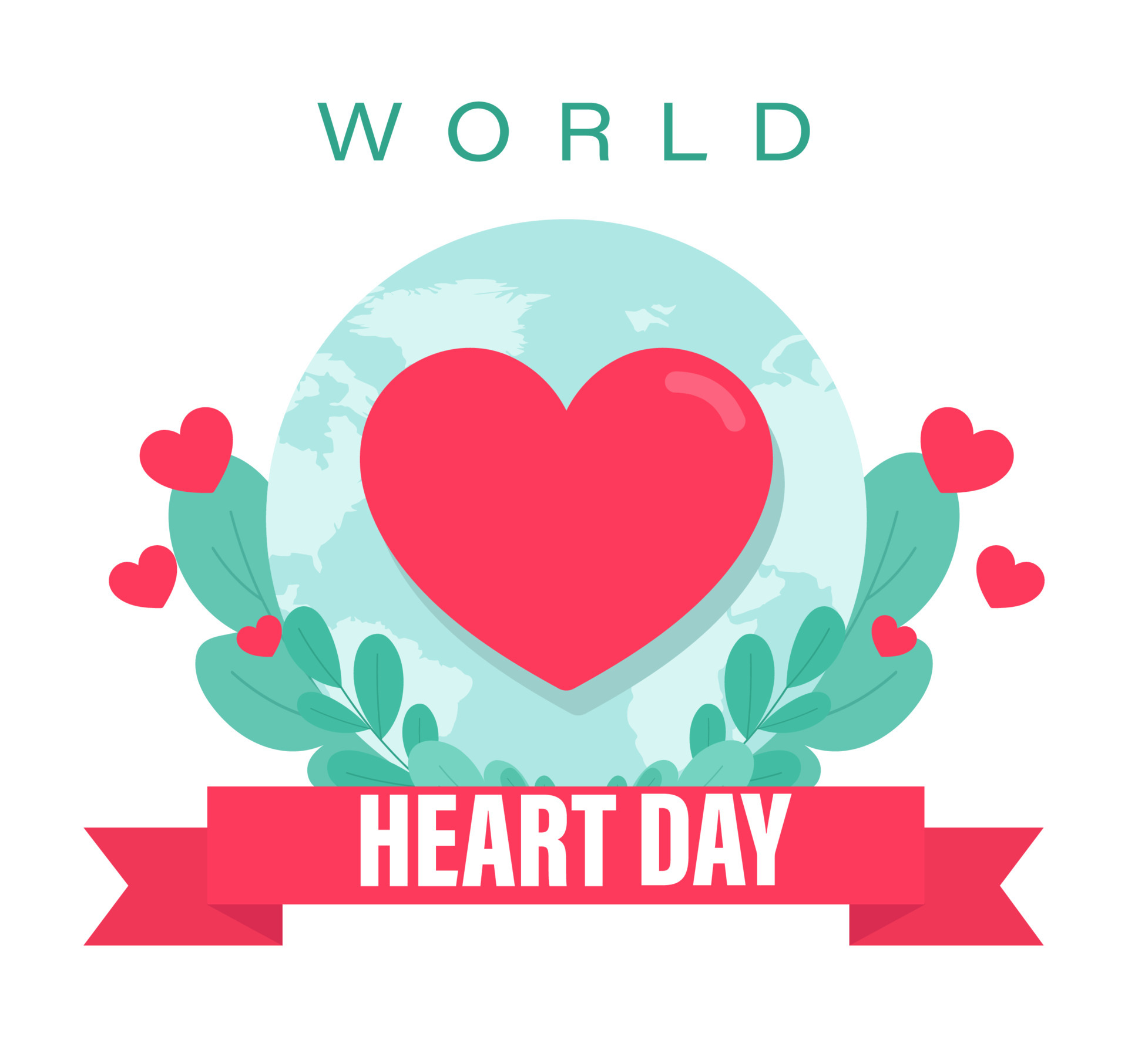 Vector Illustration World Heart Day Background World Heart Day With