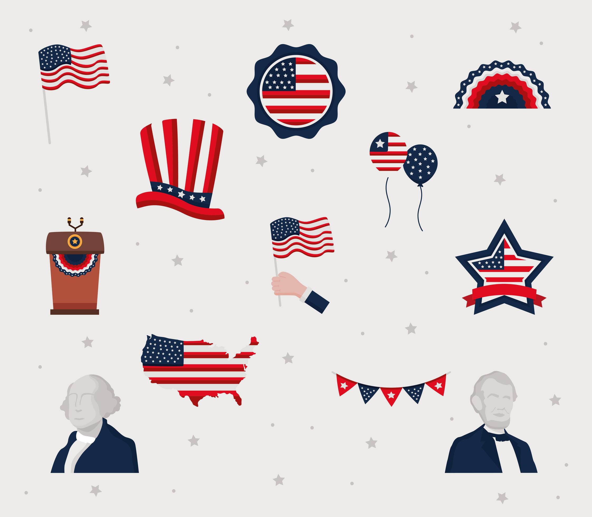 twelve presidents day icons 6041594 Vector Art at Vecteezy