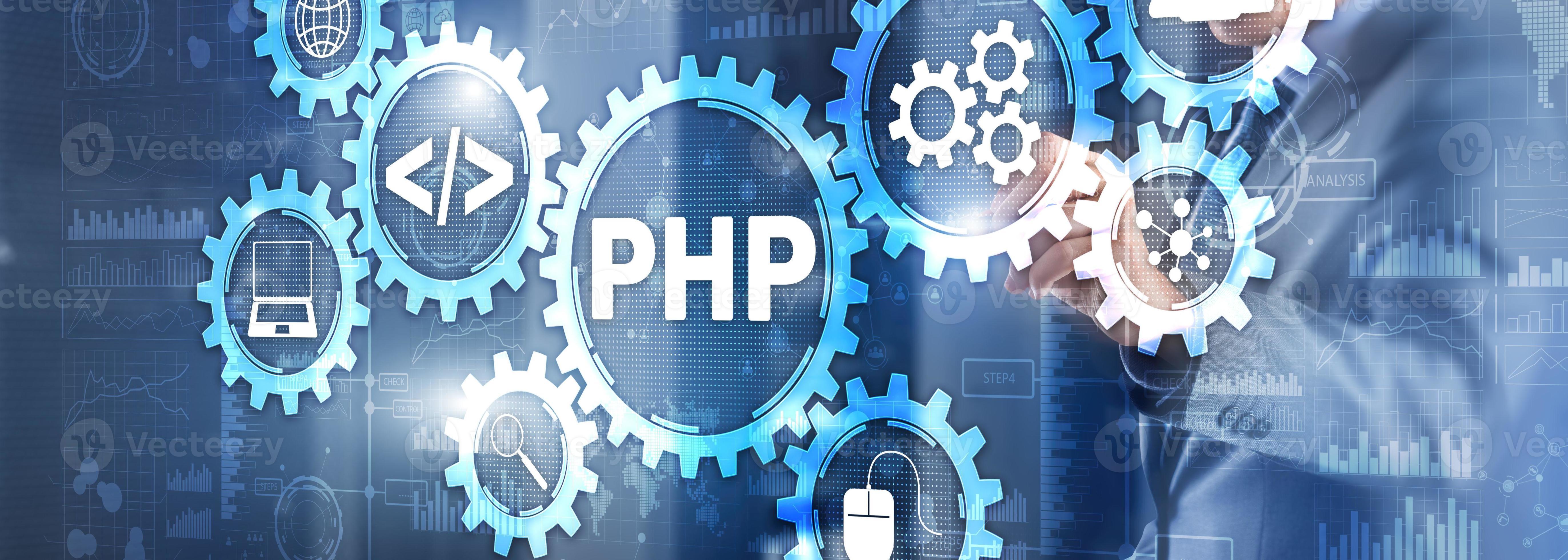 PHP coding Concept. Programmer search. Technology Background 6044019 ...
