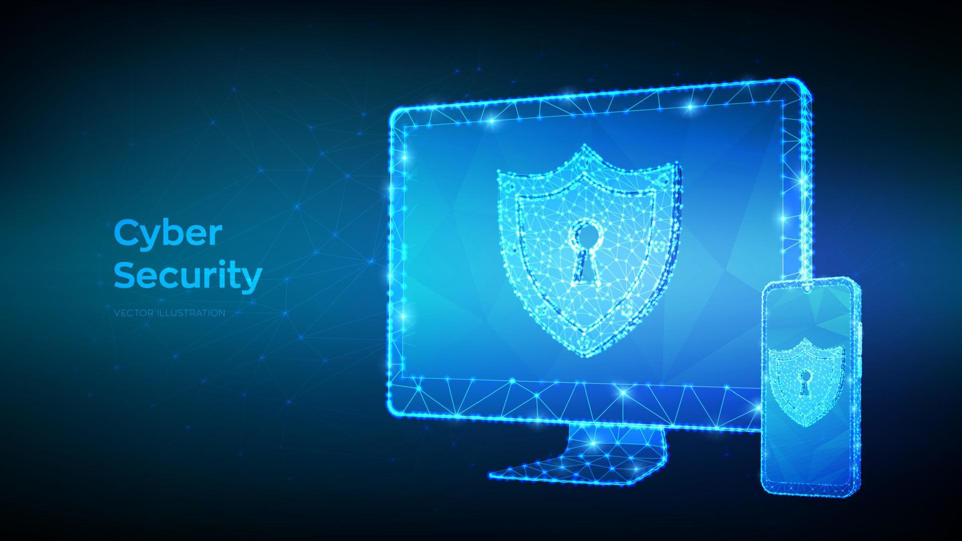 Protect and cyber security or safe concept. Abstract low polygonal ...