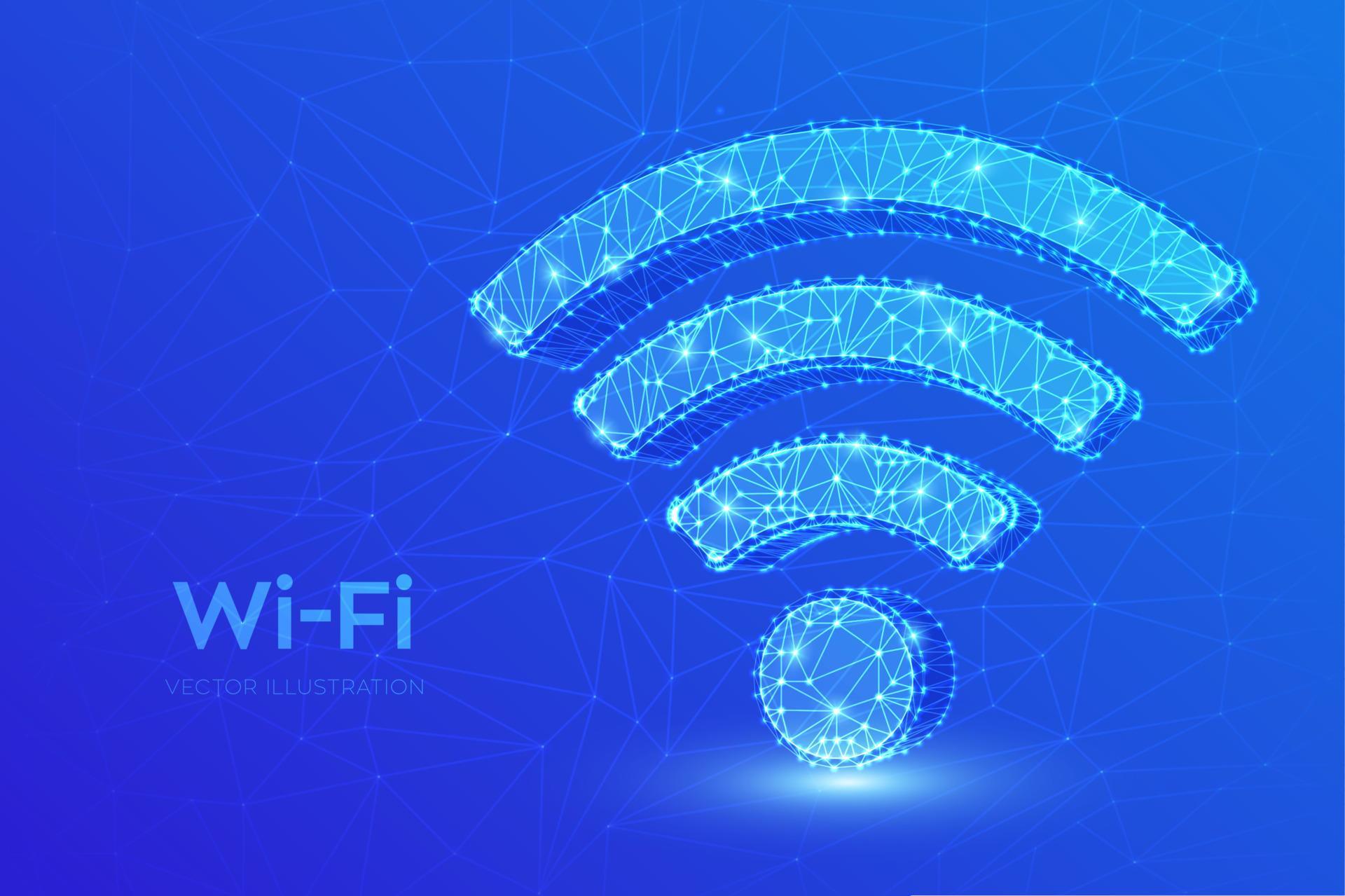 Wi-Fi network icon. Low poly abstract Wi Fi sign. Wlan access, wireless hotspot signal symbol ...