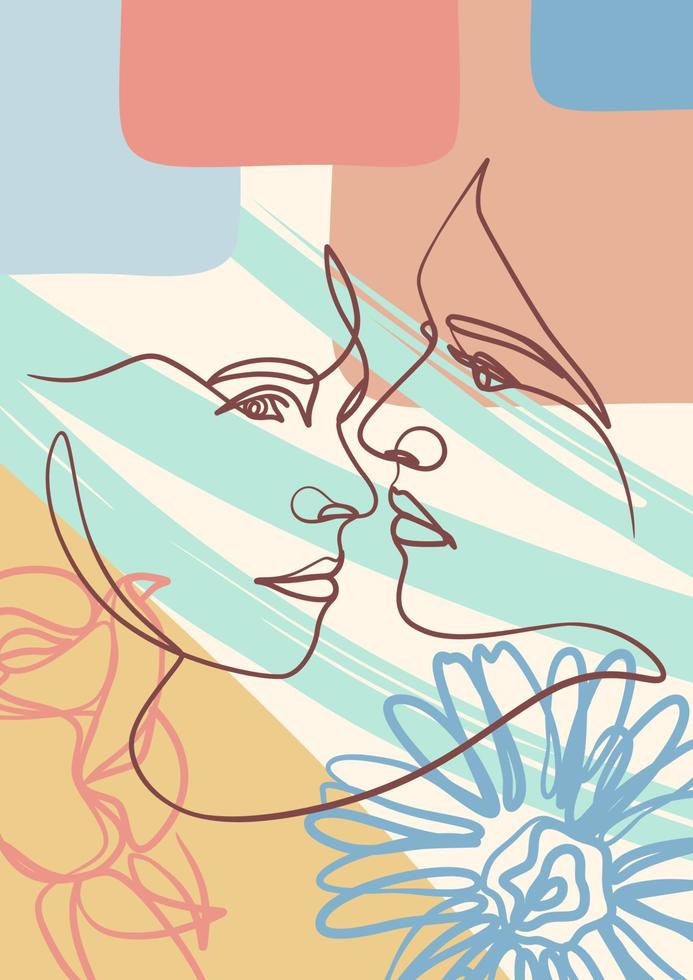 Woman Face One Line Art Drawing Poster Continuous Line Drawing Style