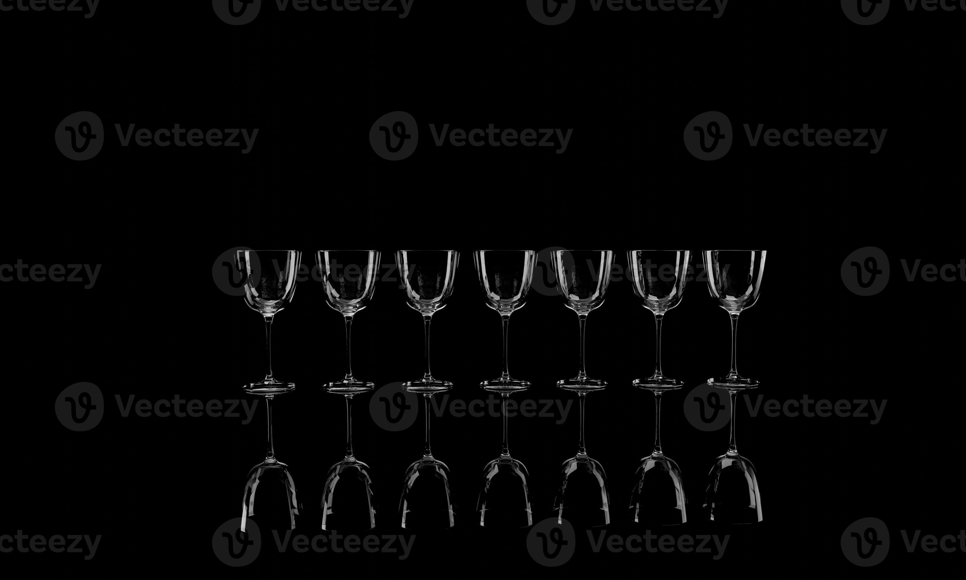 3d rendering, Wine glass on black background with shadow. Banner design ...