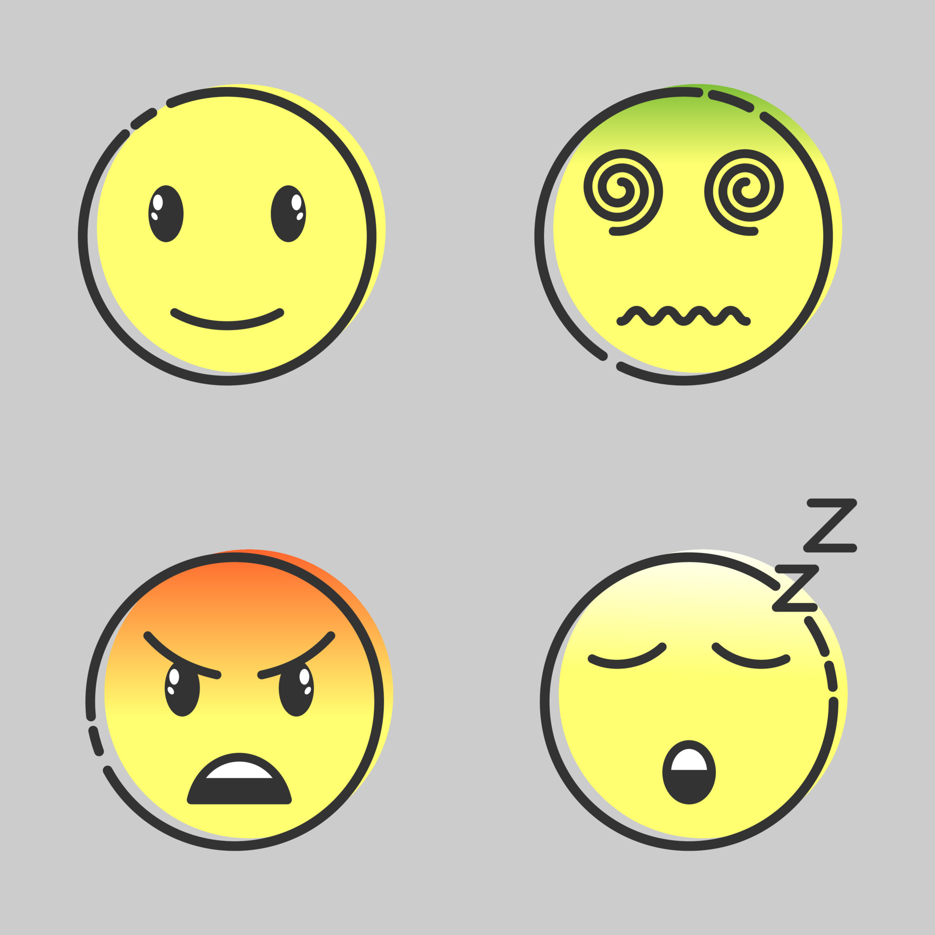 Emoji set, doodle emoticons, vector illustration. 6054908 Vector Art at ...