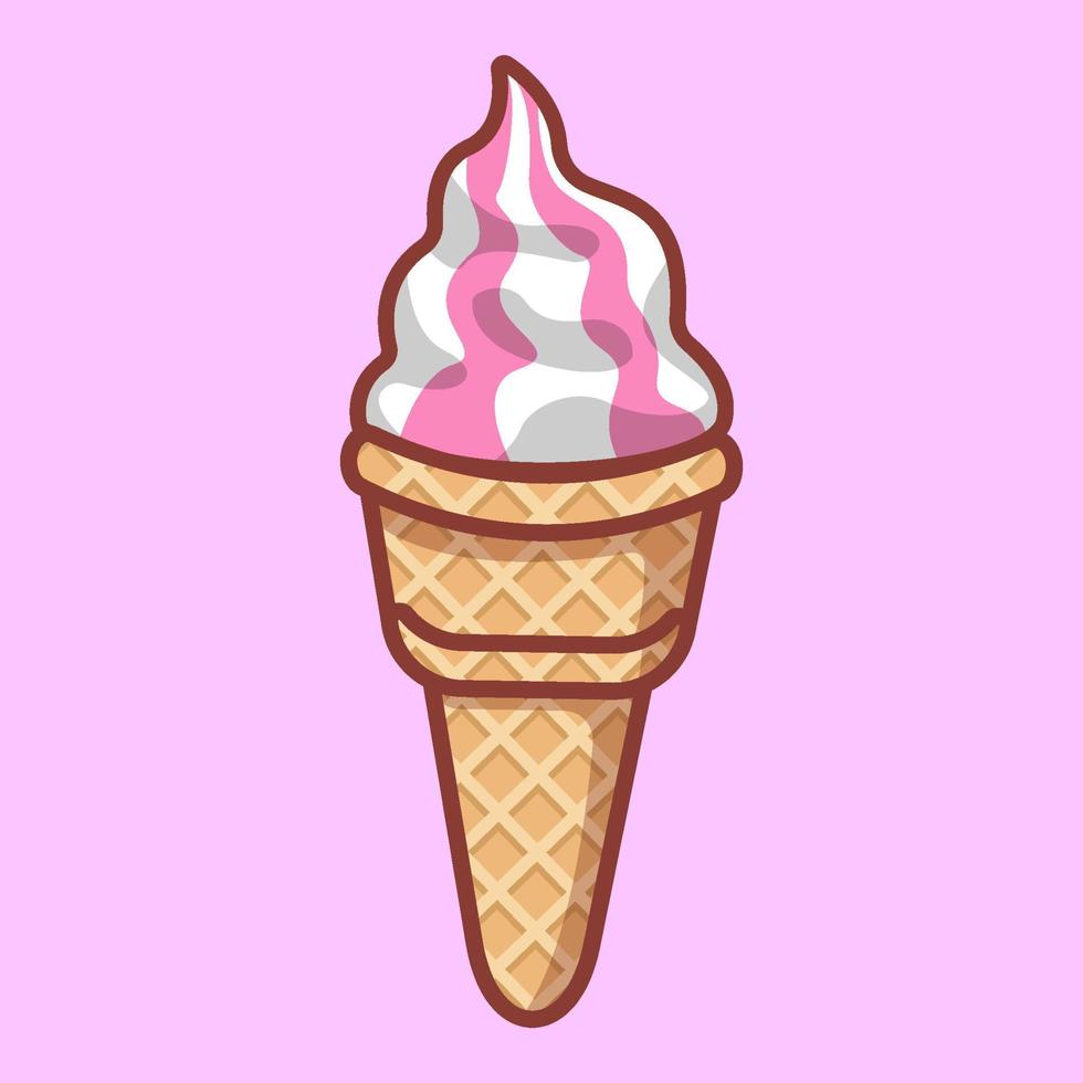 Cute Pink Ice Cream Strawberry Vector Illustration 6059753 Vector Art