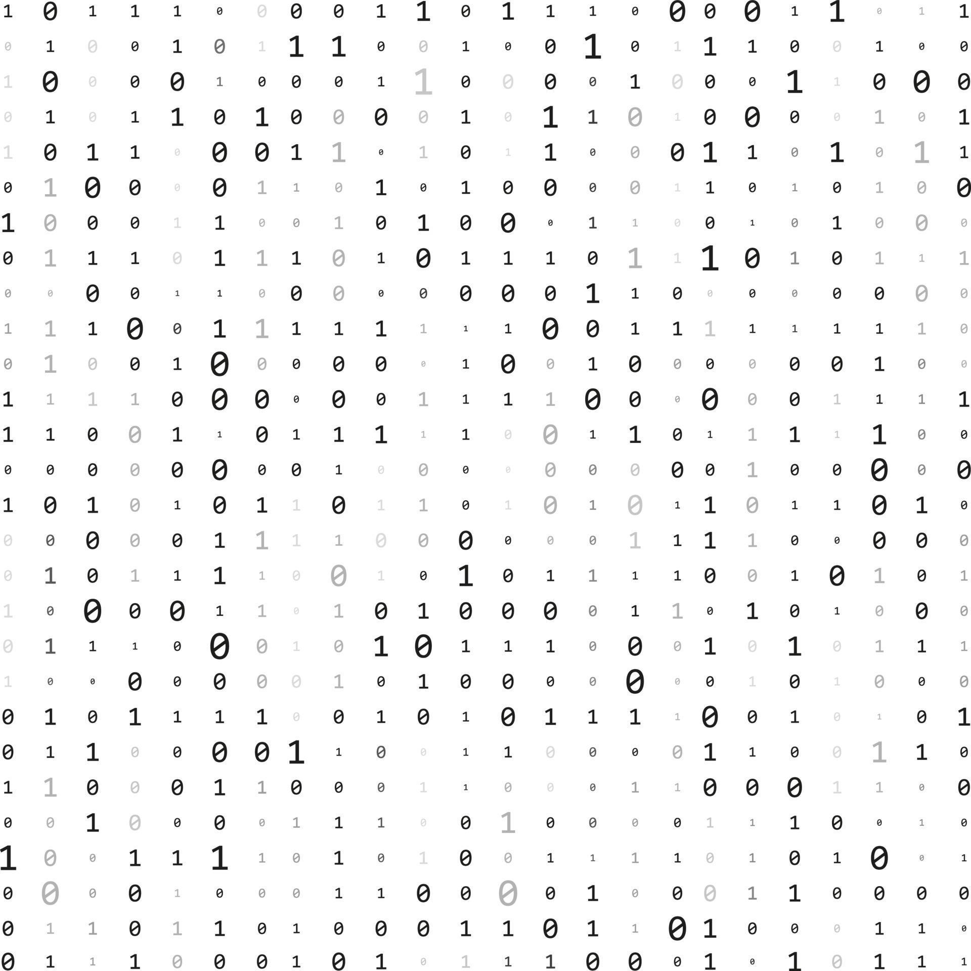 Binary code zero one matrix white background. Technology connection digital data abstract ...