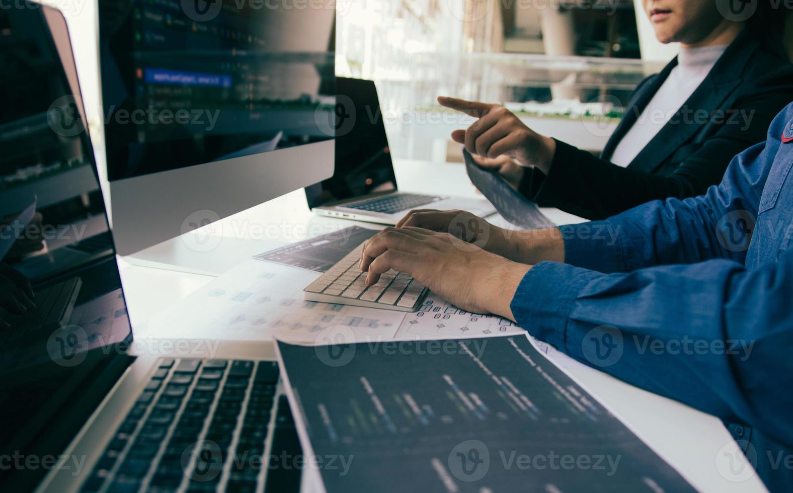 Professional development programmer cooperating meeting programming website working a software ...