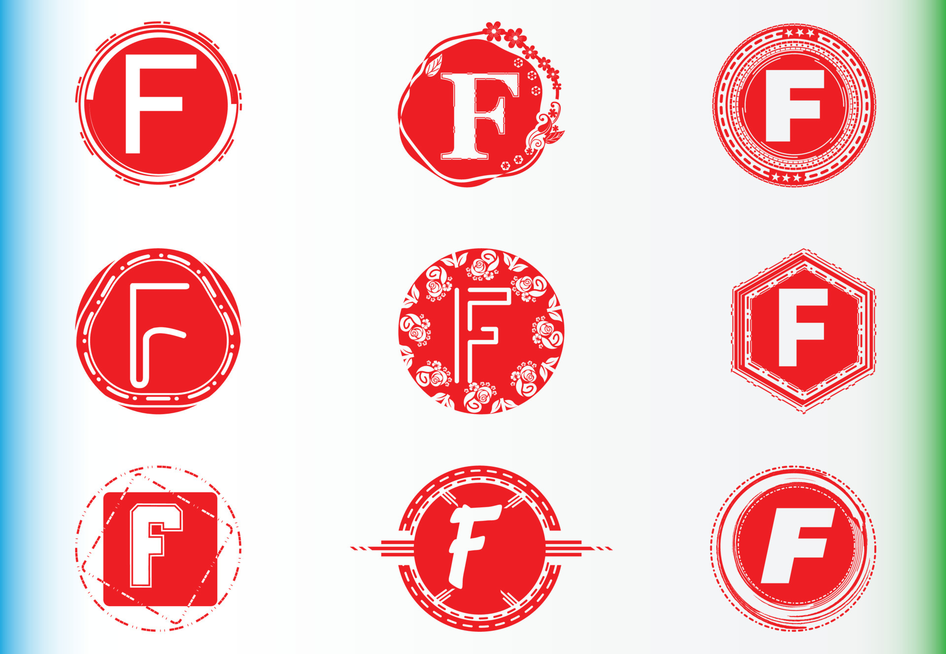 F letter logo and icon design template bundle 6062822 Vector Art at ...