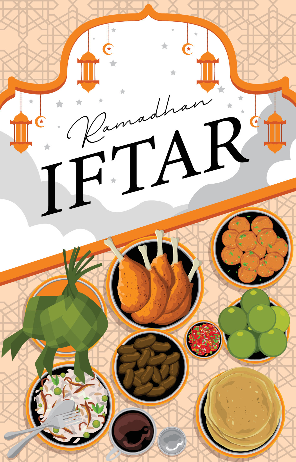 Iftar Food Background Comcept 6063238 Vector Art at Vecteezy