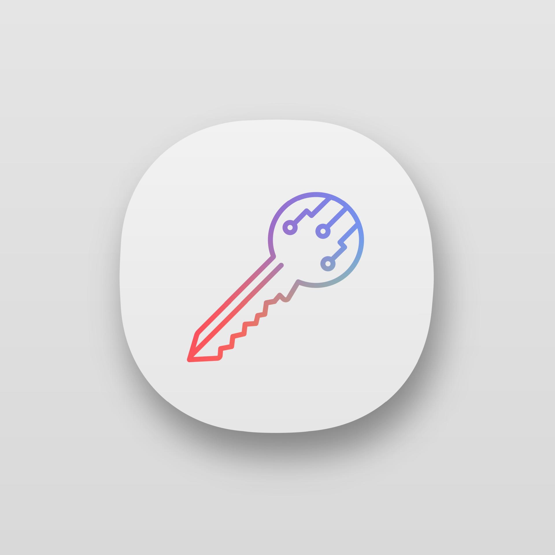 Private digital key app icon. Encryption key. UI UX user interface. Web ...