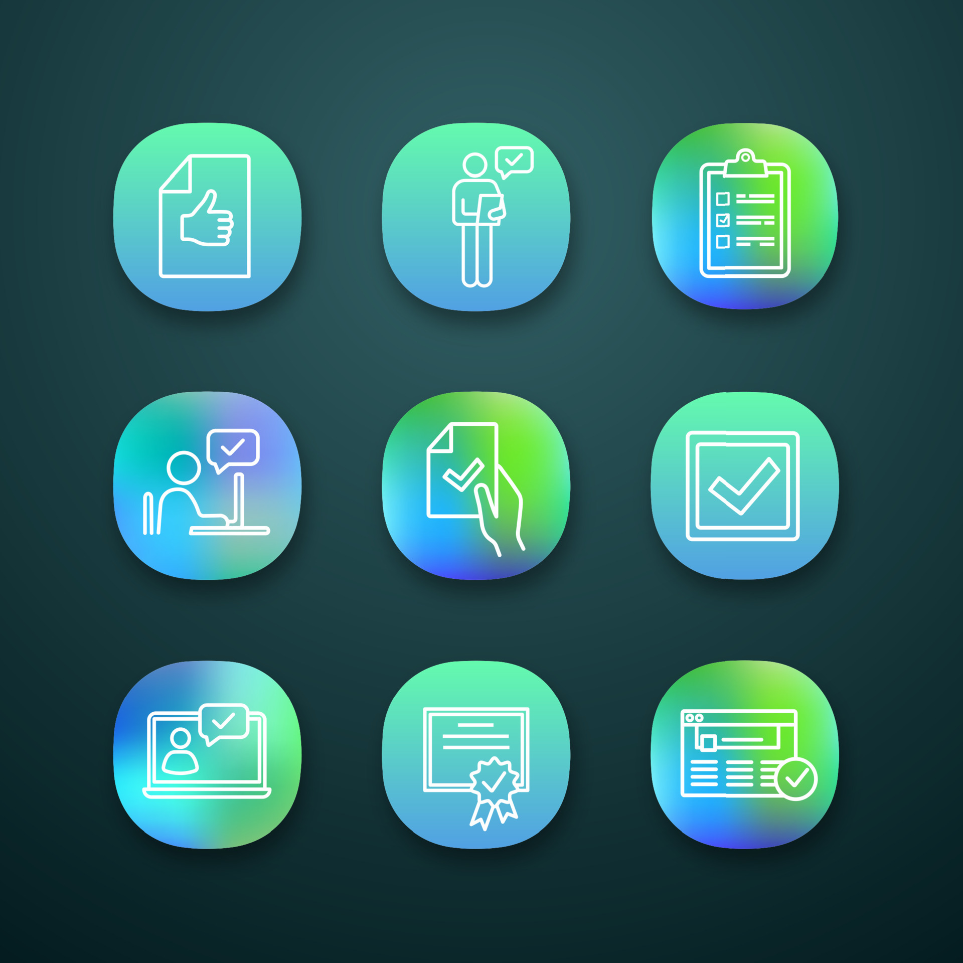 Approve App Icons Set Approval Document Person Checking Checklist Approval Chat Contract