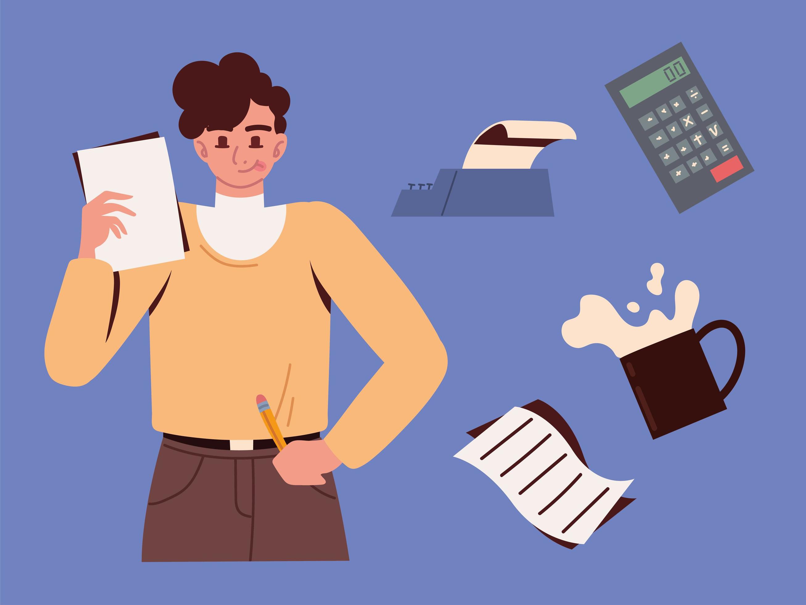 man multitask work 6065413 Vector Art at Vecteezy