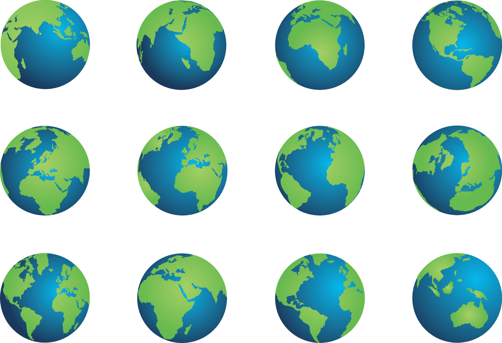 A collection of vector globes for artwork compositions and ...