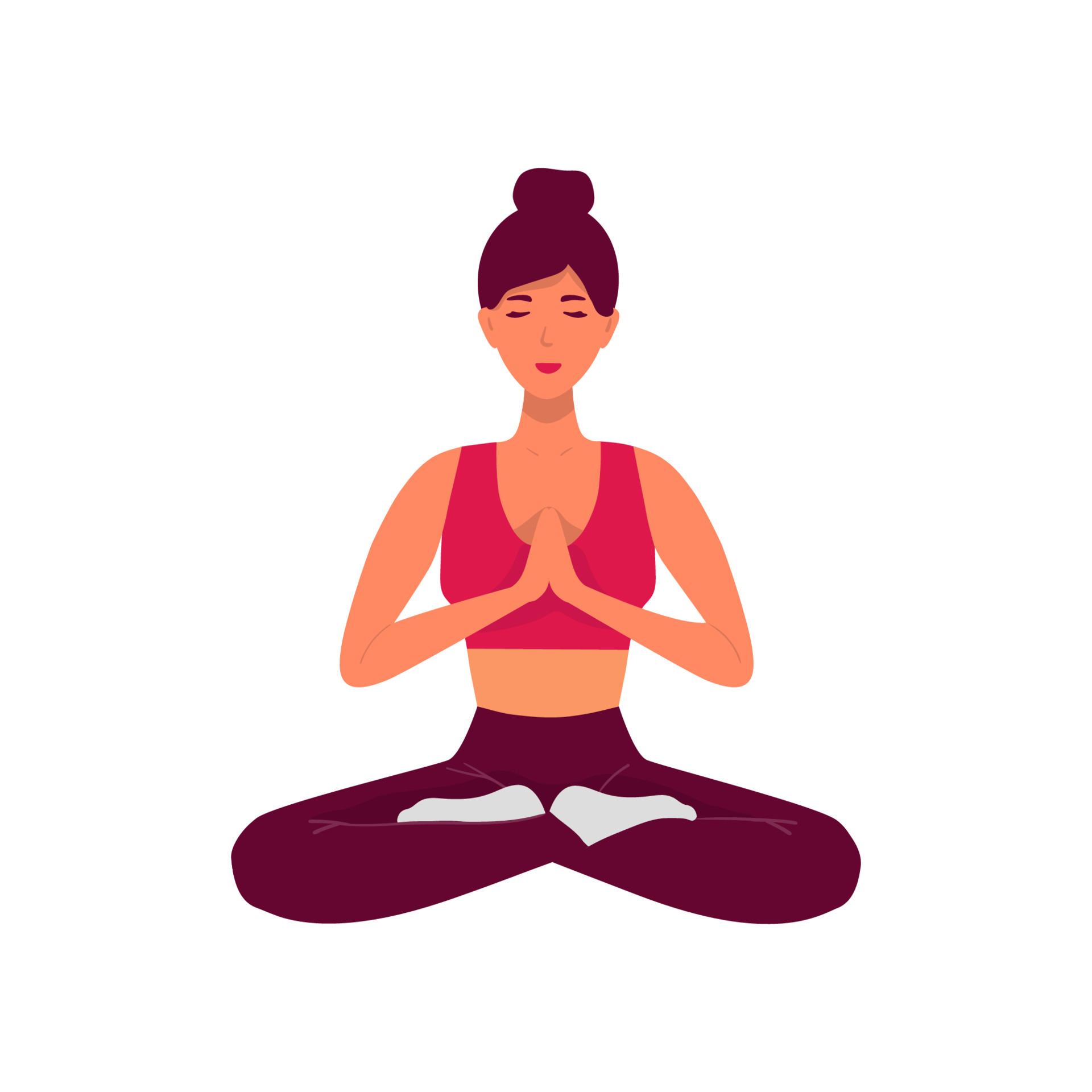 Meditating Woman Vector Illustration Of Cartoon Young Woman Sitting In