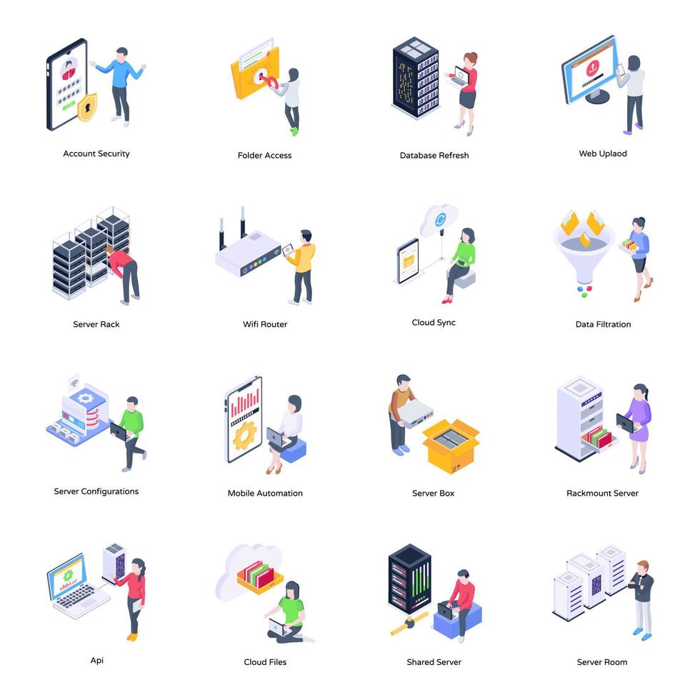 Set of Technology Isometric Icons 6070830 Vector Art at Vecteezy