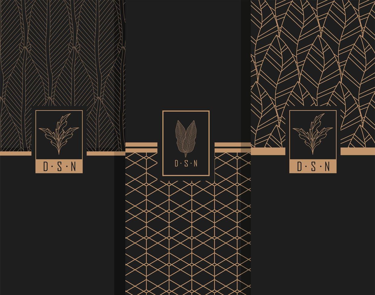 three elegant pattern emblems 6072051 Vector Art at Vecteezy