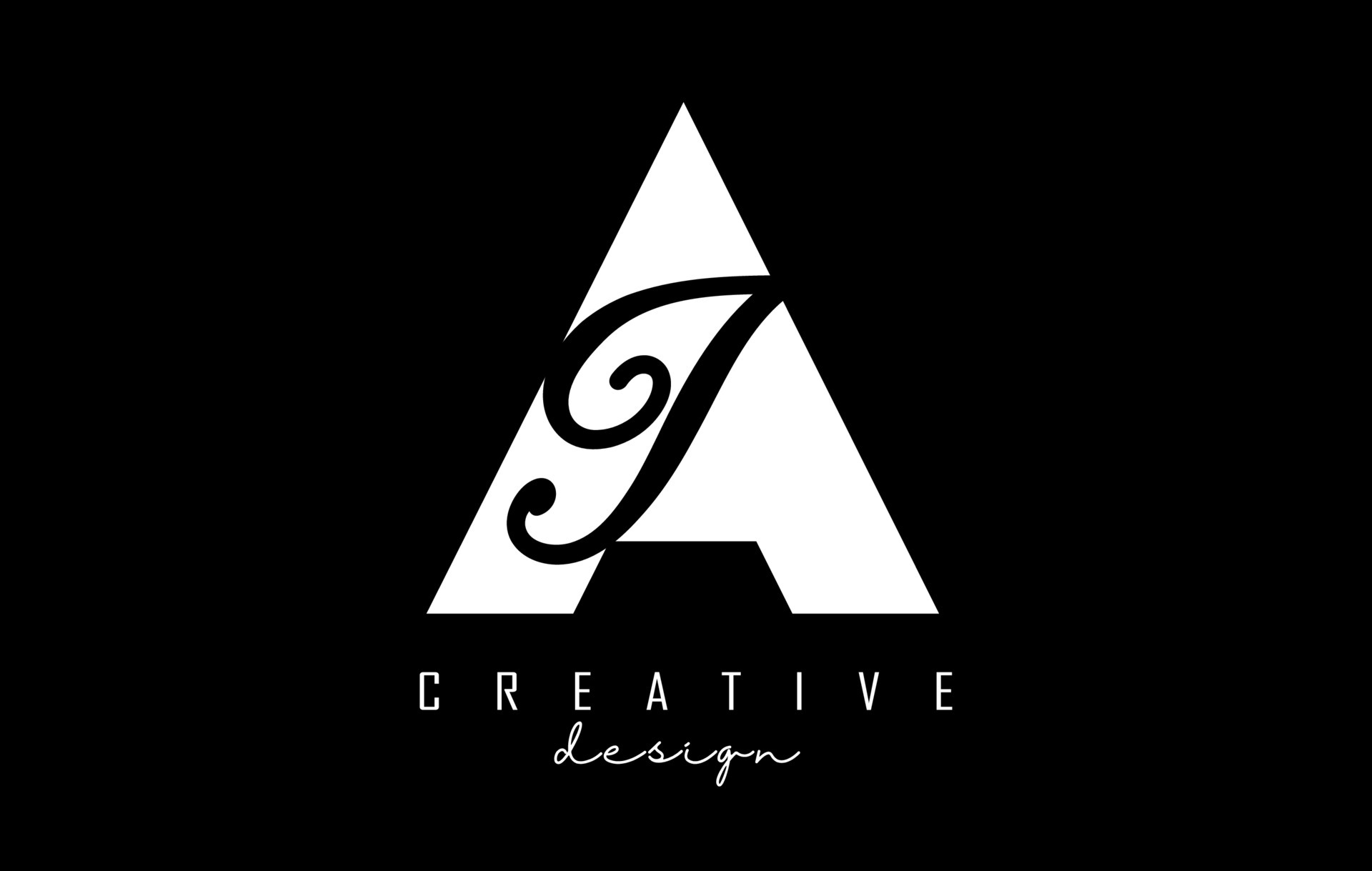 Black and white AI letter logo with a minimalist and negative space ...