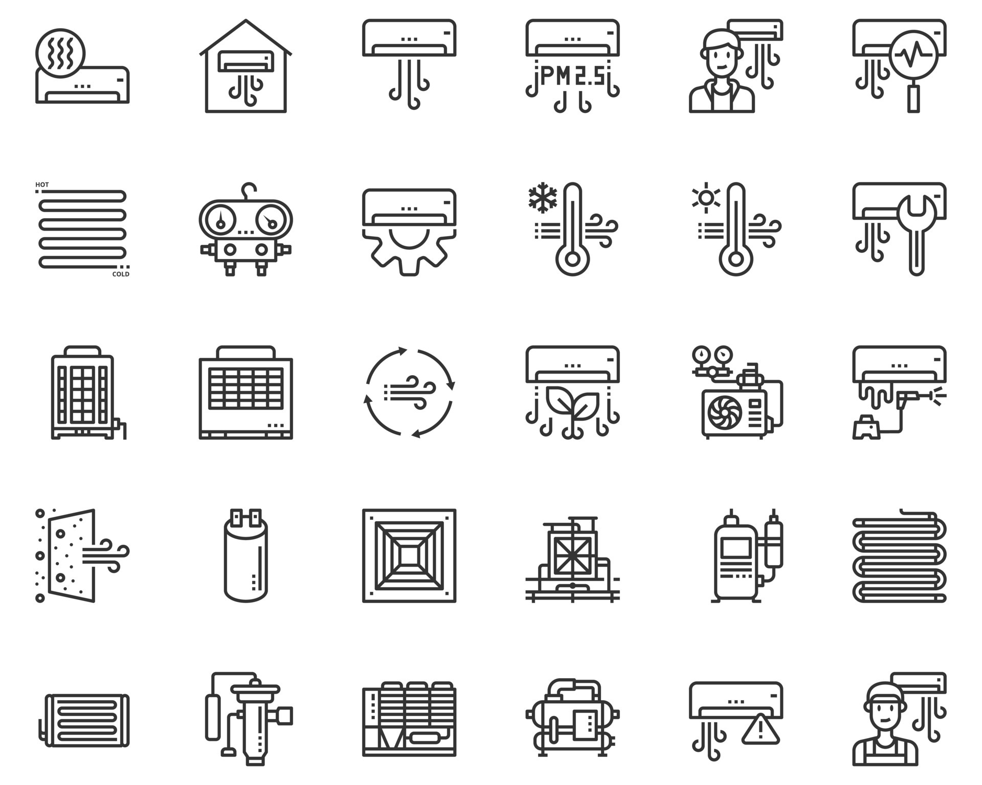 HVAC systems icon vector , air conditioning, indoor air quality ... HVAC systems icon vector , air conditioning, indoor air quality ...