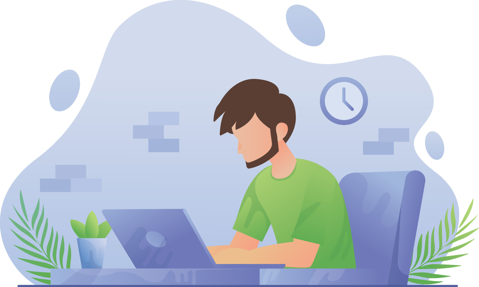 Vector illustration Working in desk 6079624 Vector Art at Vecteezy