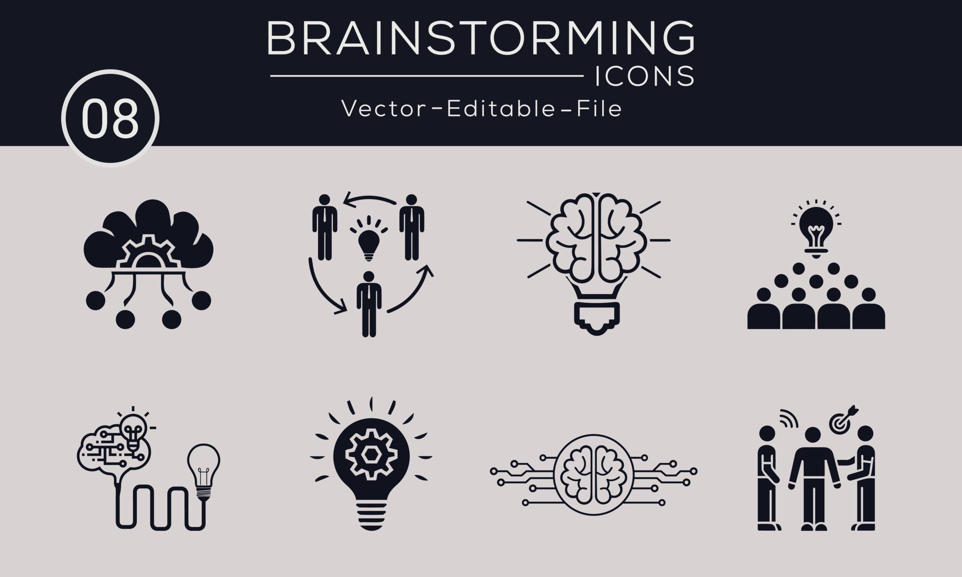 Set of Brainstorming concept icons design. Contains such icons algorithm, data mining, smart ...