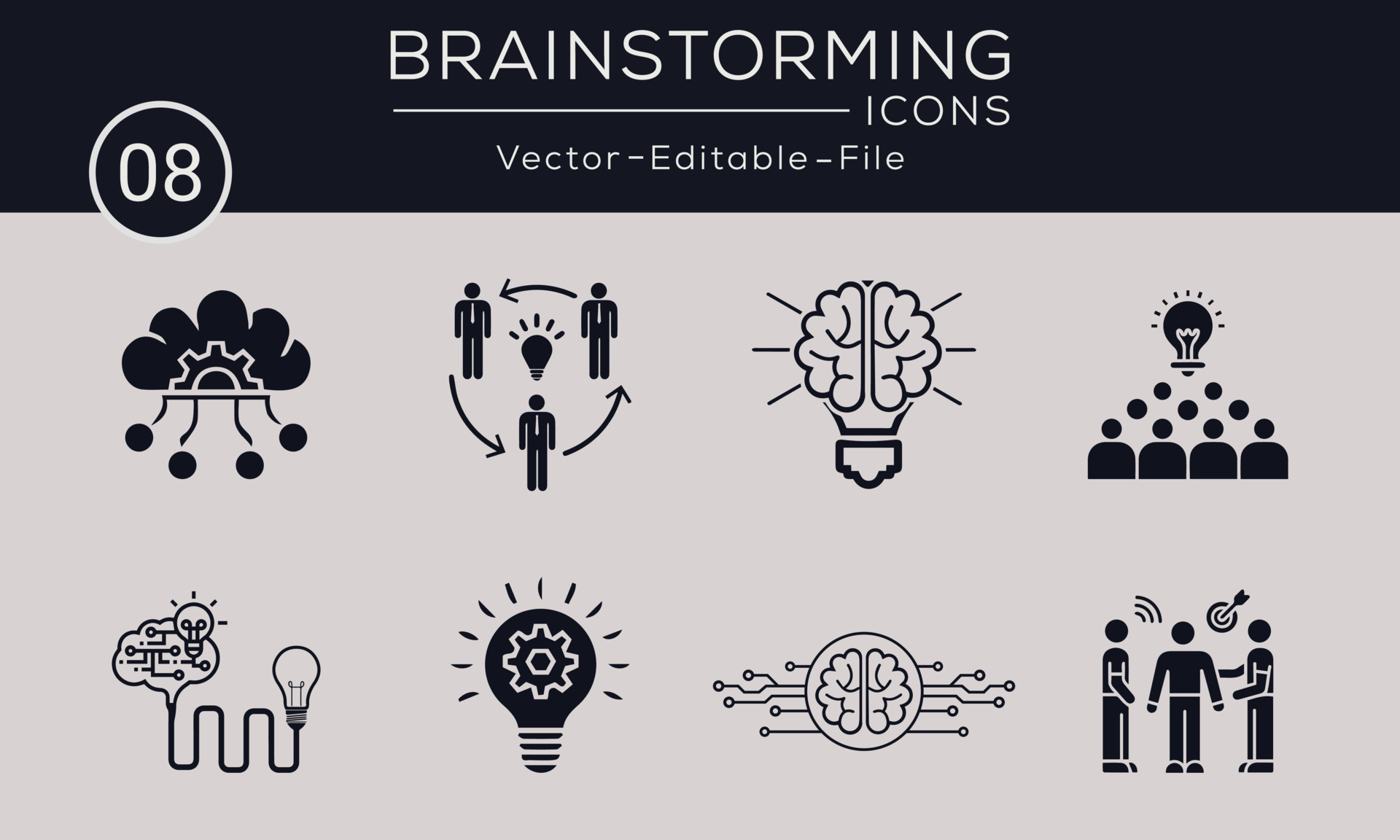 Set Of Brainstorming Concept Icons Design Contains Such Icons Algorithm Data Mining Smart