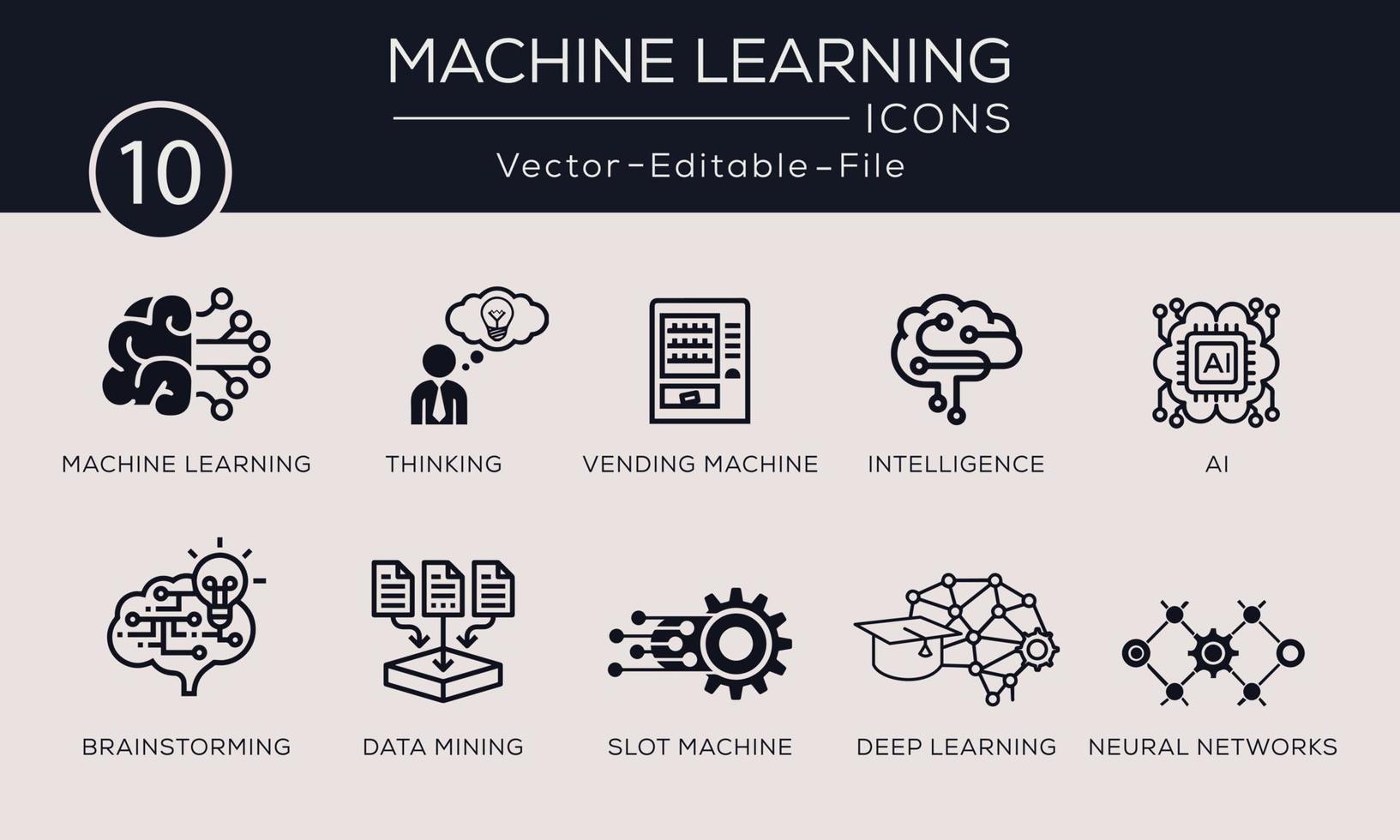 Machine Learning Concept Icons Set Contains Such Icons Algorithm Data Mining Smart