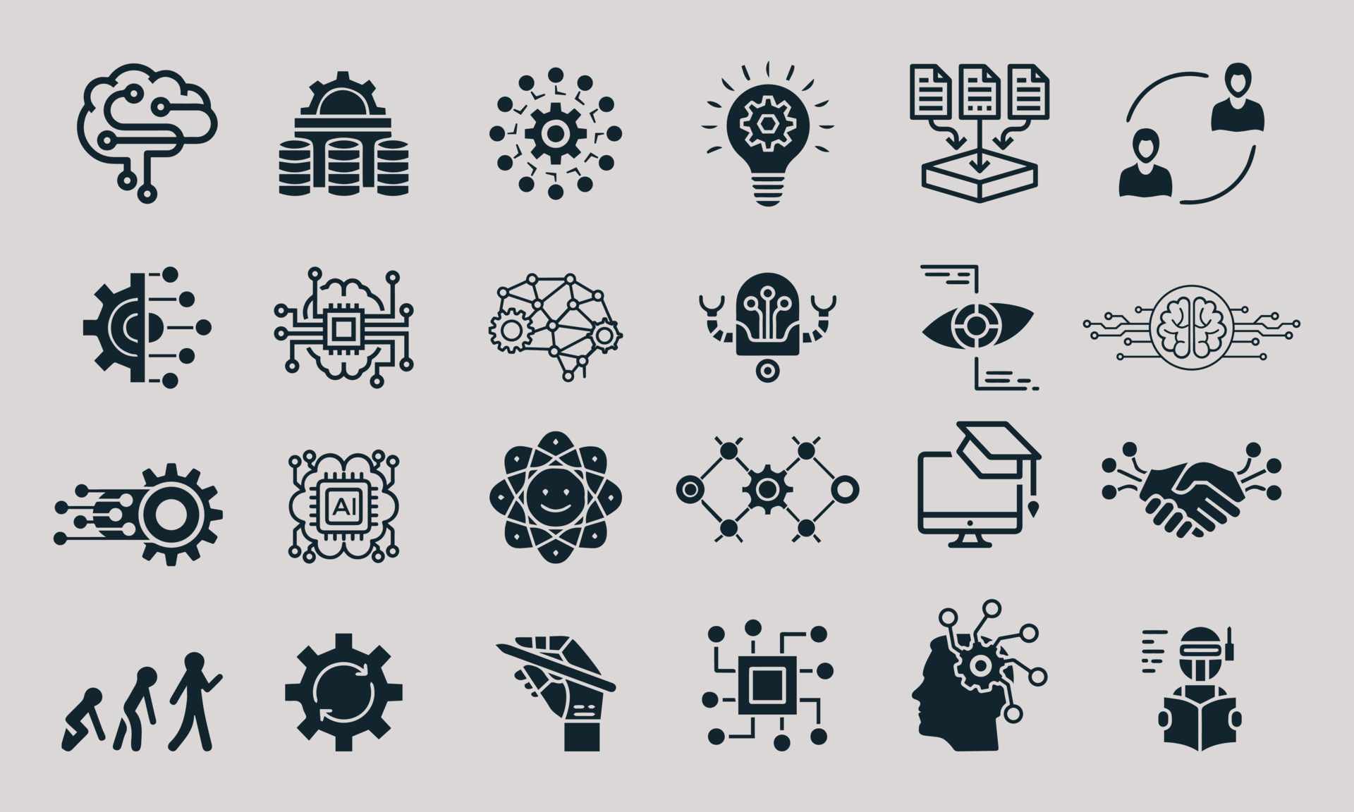 Machine Learning Concept Icons Set Contains Such Icons Algorithm Data Mining Smart