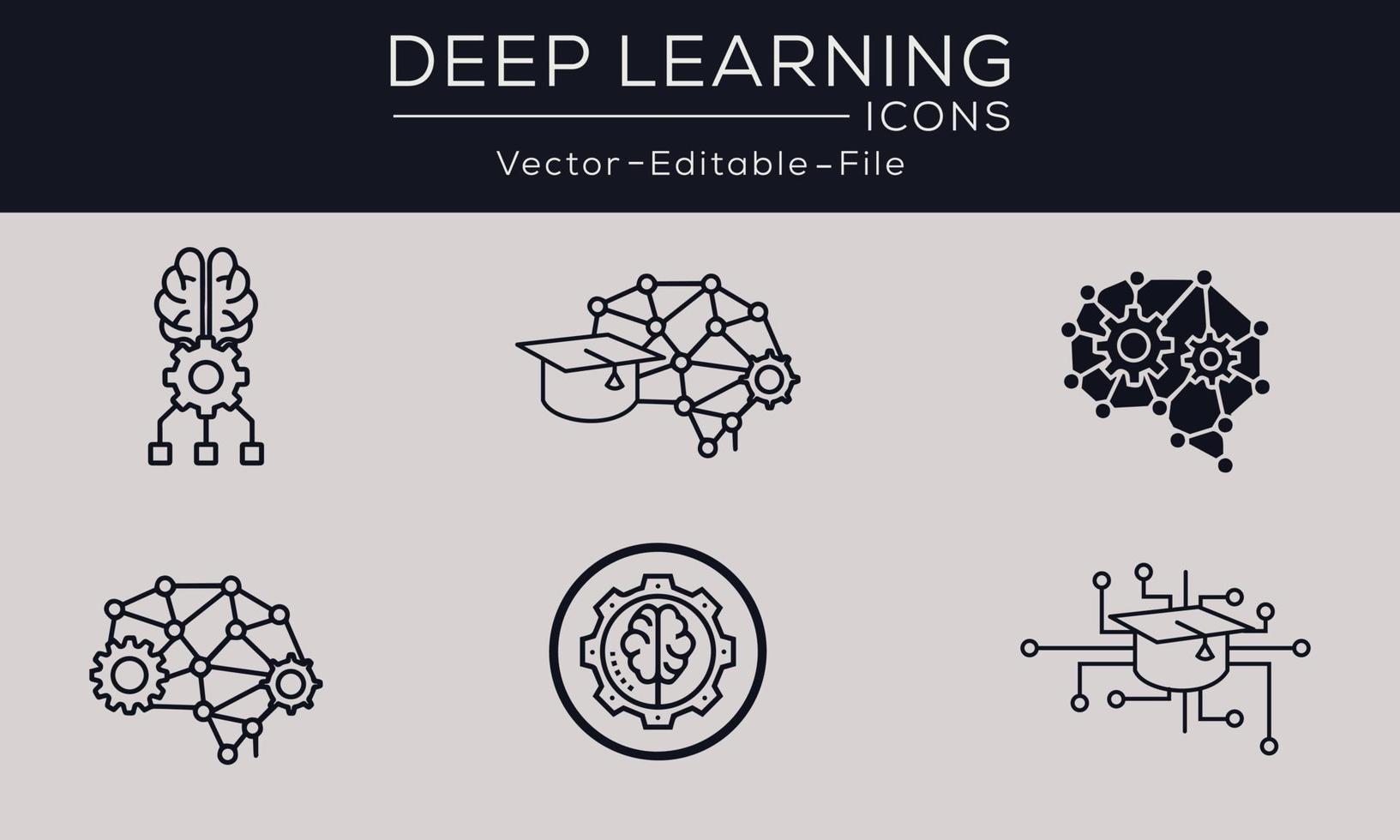 Set Of Deep Learning Concept Icons Design Contains Such Icons Algorithm Data Mining Smart