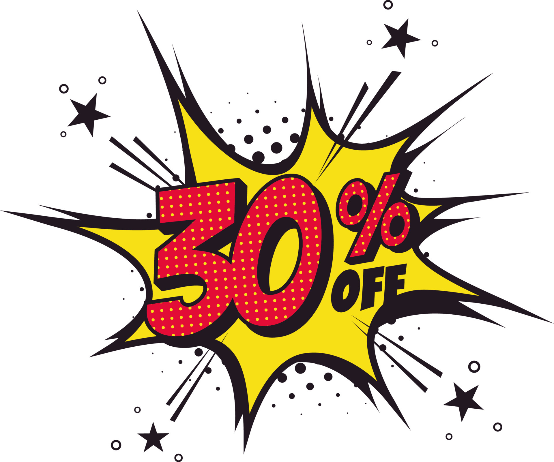 30 Por Ciento De Descuento Arte De Estilo Cómic Oferta Especial Y