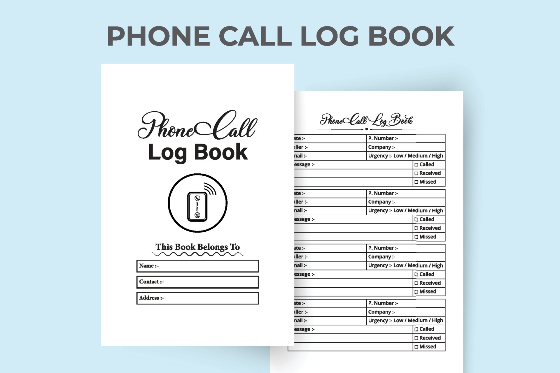 Phone call tracker notebook. Business purpose incoming and outgoing ...