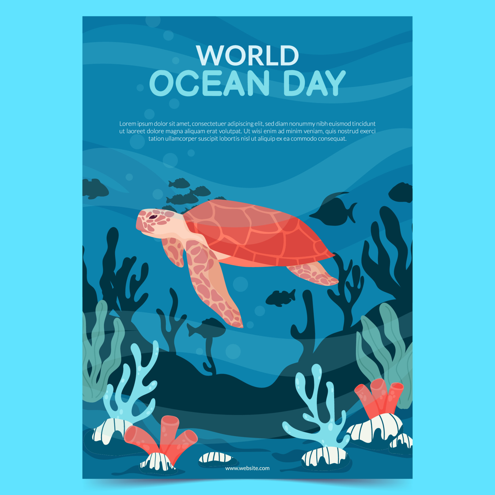 World Ocean Day Poster 6083369 Vector Art At Vecteezy