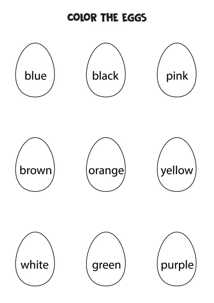 Color the Easter eggs. Educational worksheet for learning colors ...