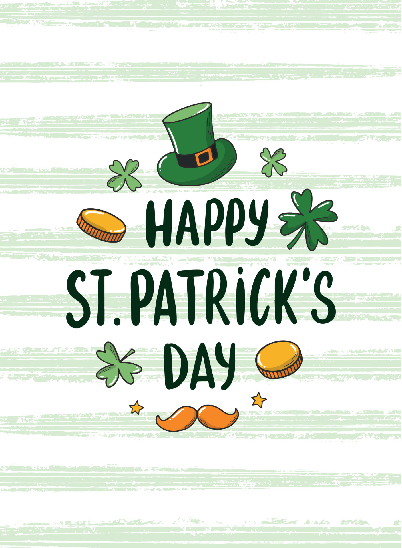 feliz cita tipográfica del día de san patricio decorada con garabatos ...