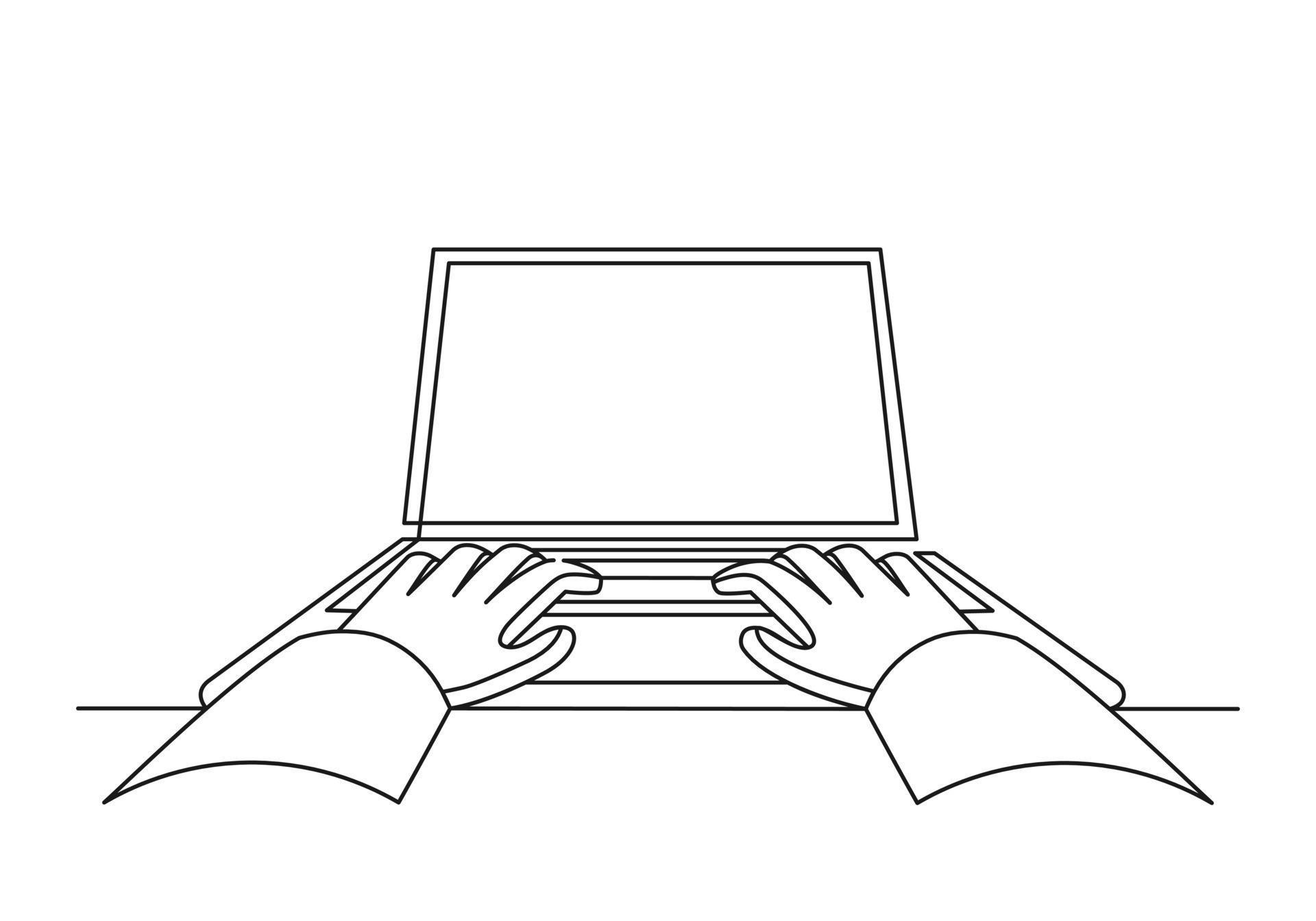 Hands on the keyboard continuous one line drawing 6087321 Vector Art at ...
