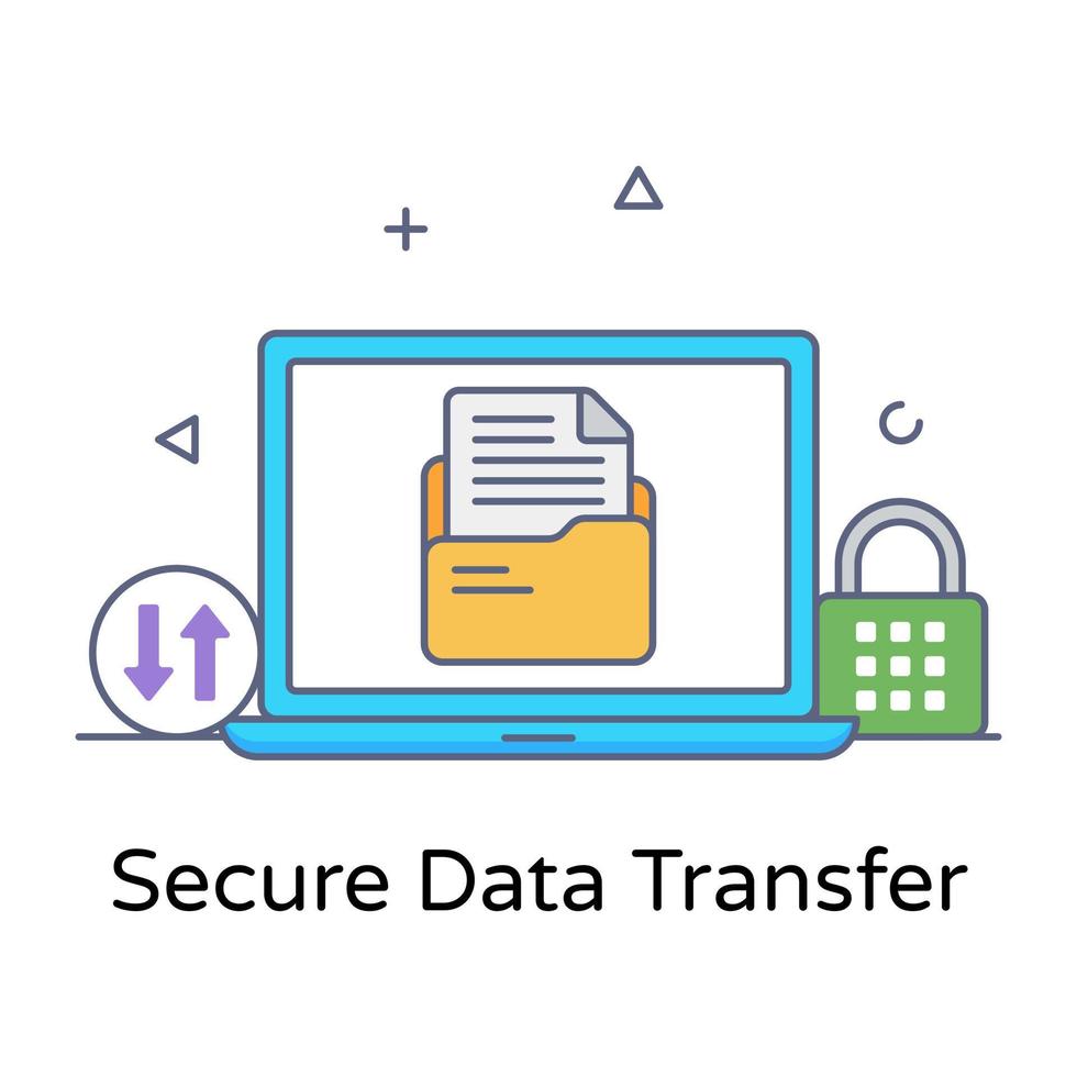 Secure data transfer in flat outline icon, editable vector 6095372 ...
