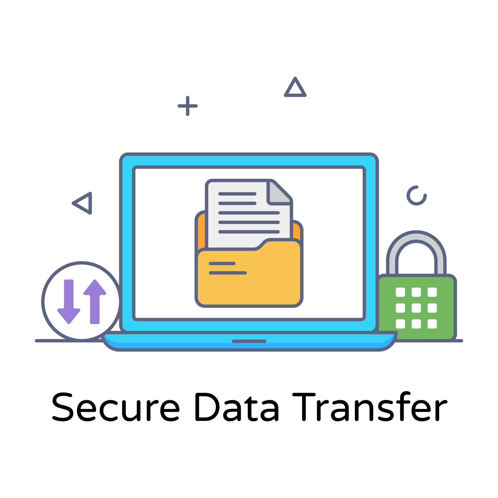 Secure data transfer in flat outline icon, editable vector 6095372 ...