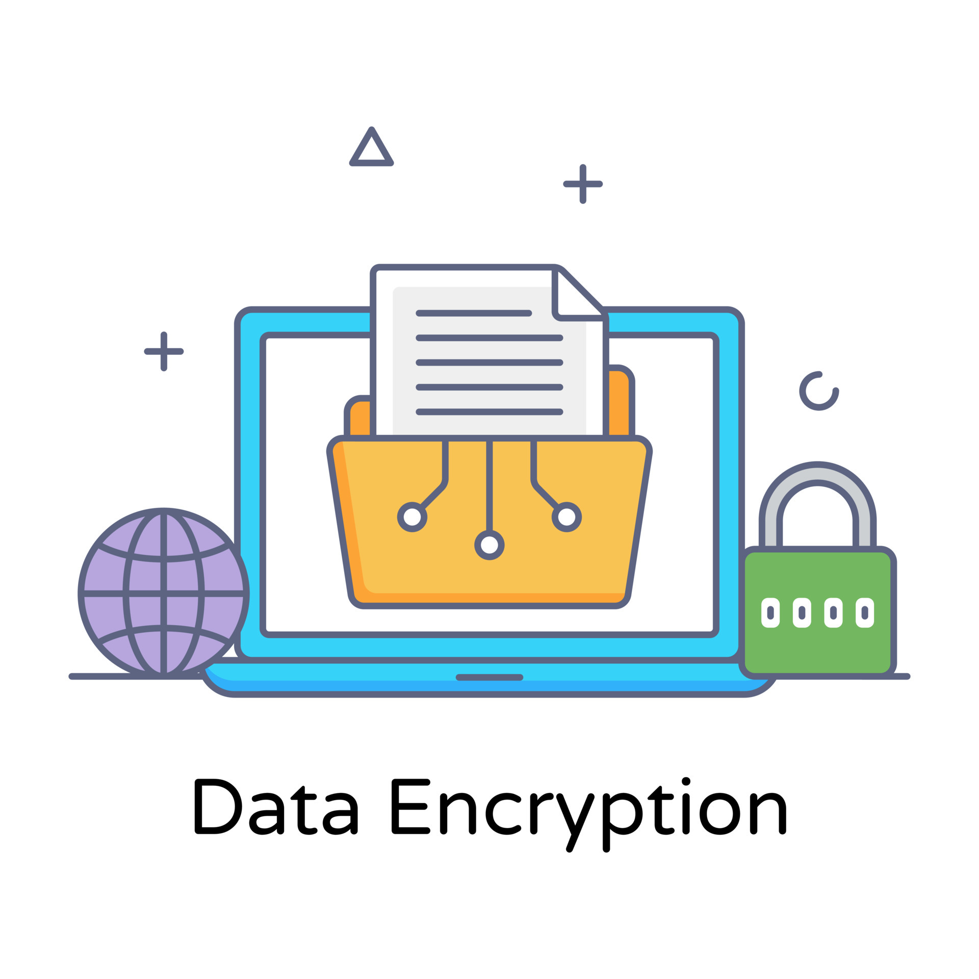 Data encryption also known as data security flat conceptual icon ...