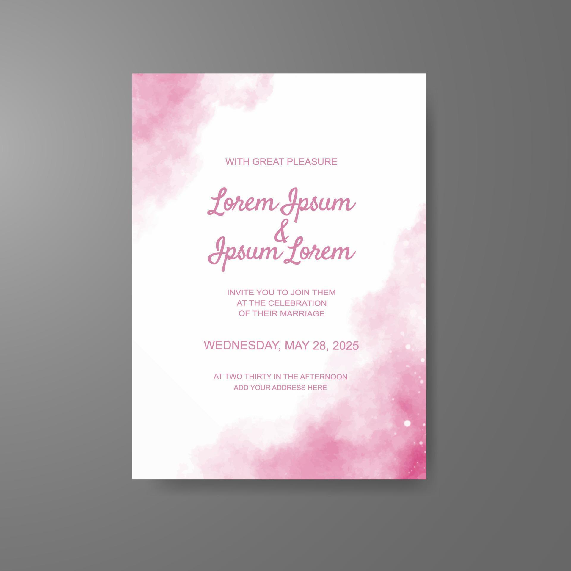 Wedding Invitation With Abstract Watercolor Background 6096114 Vector