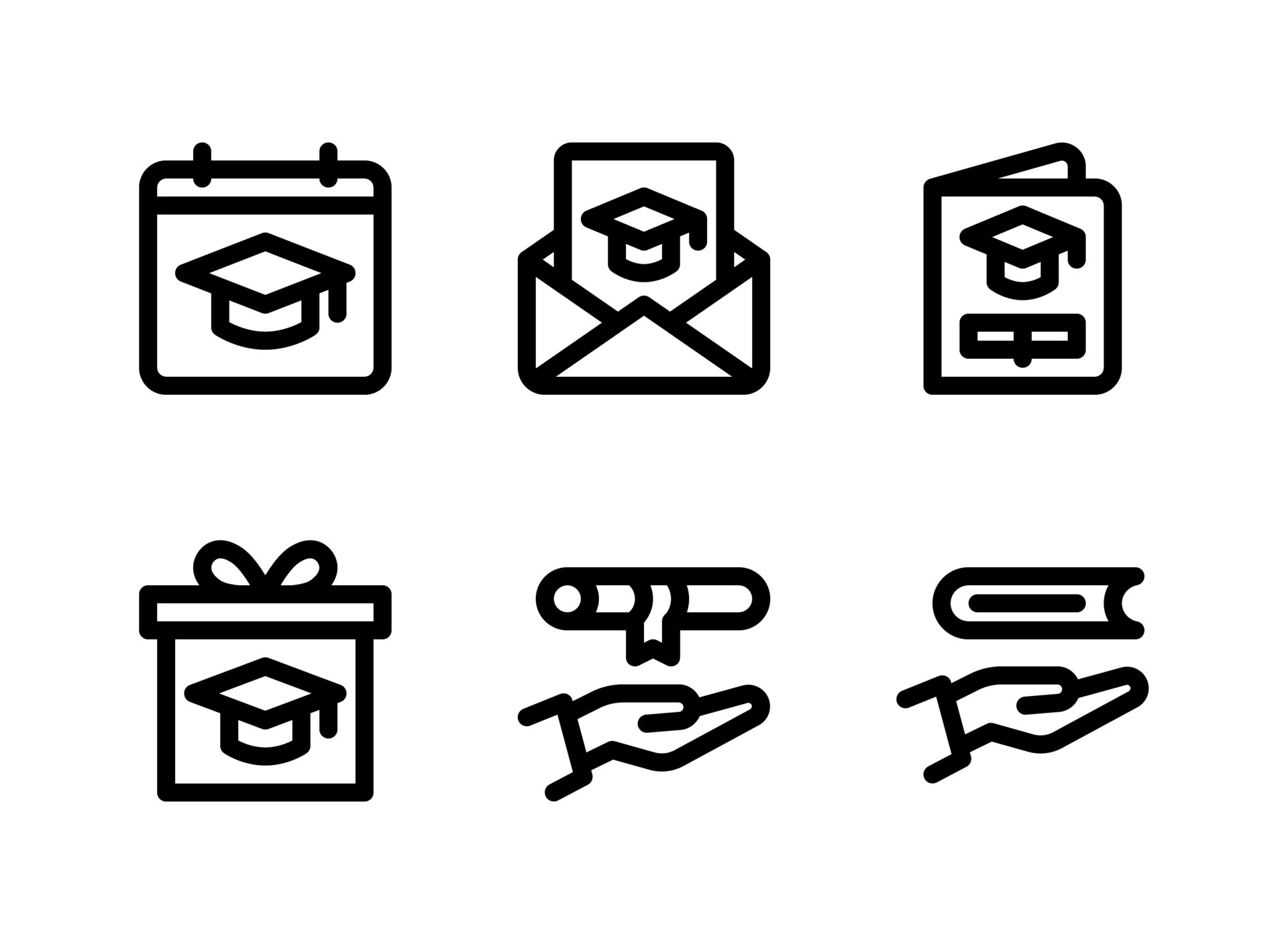 Simple Set of Graduation Related Vector Line Icons. Contains Icons as ...