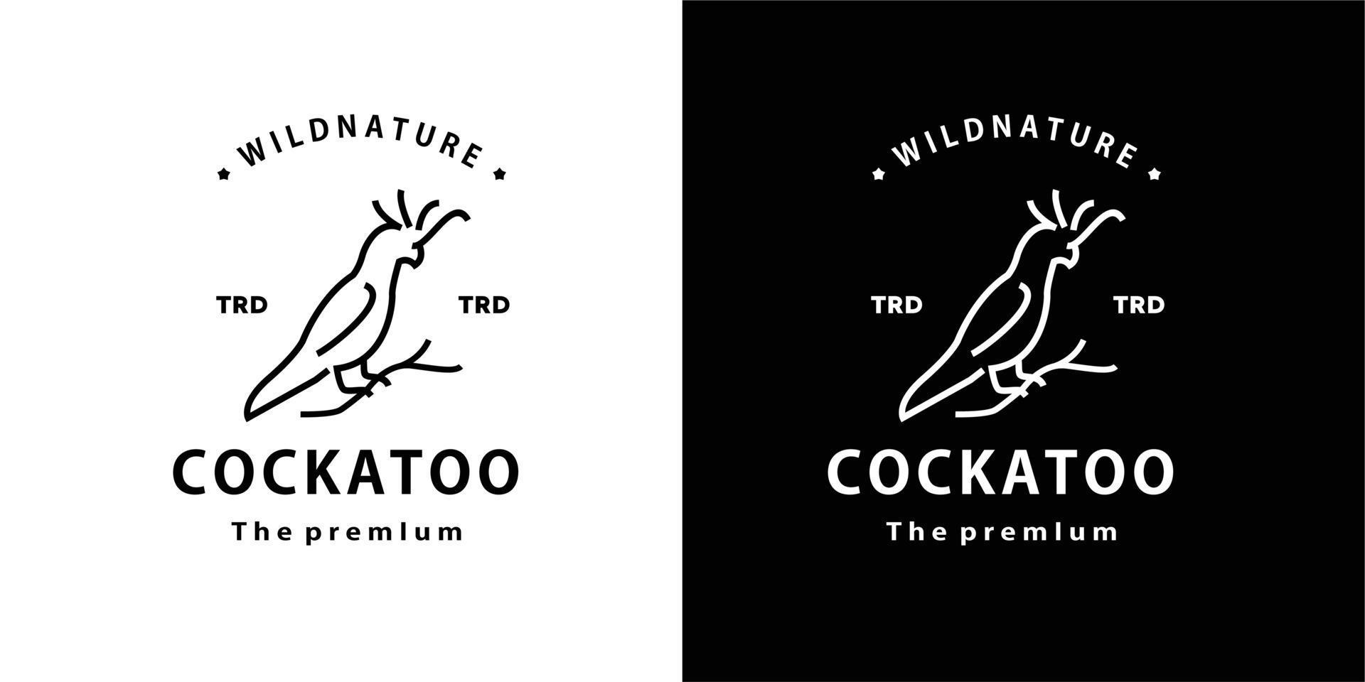 Vintage Retro Hipster Cockatoo Logo Vector Outline Monoline Art Icon For Farm 6115069 Vector Art