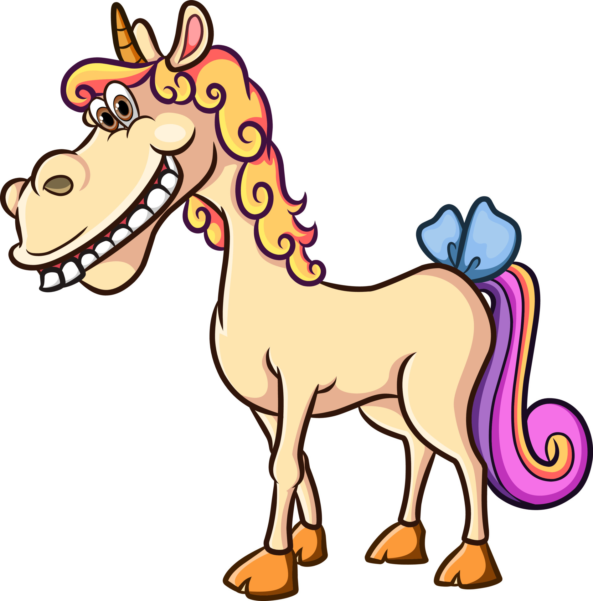 The Ugly Unicorn Giving The Big Smile With The Teeth Out 6123449 Vector Art At Vecteezy