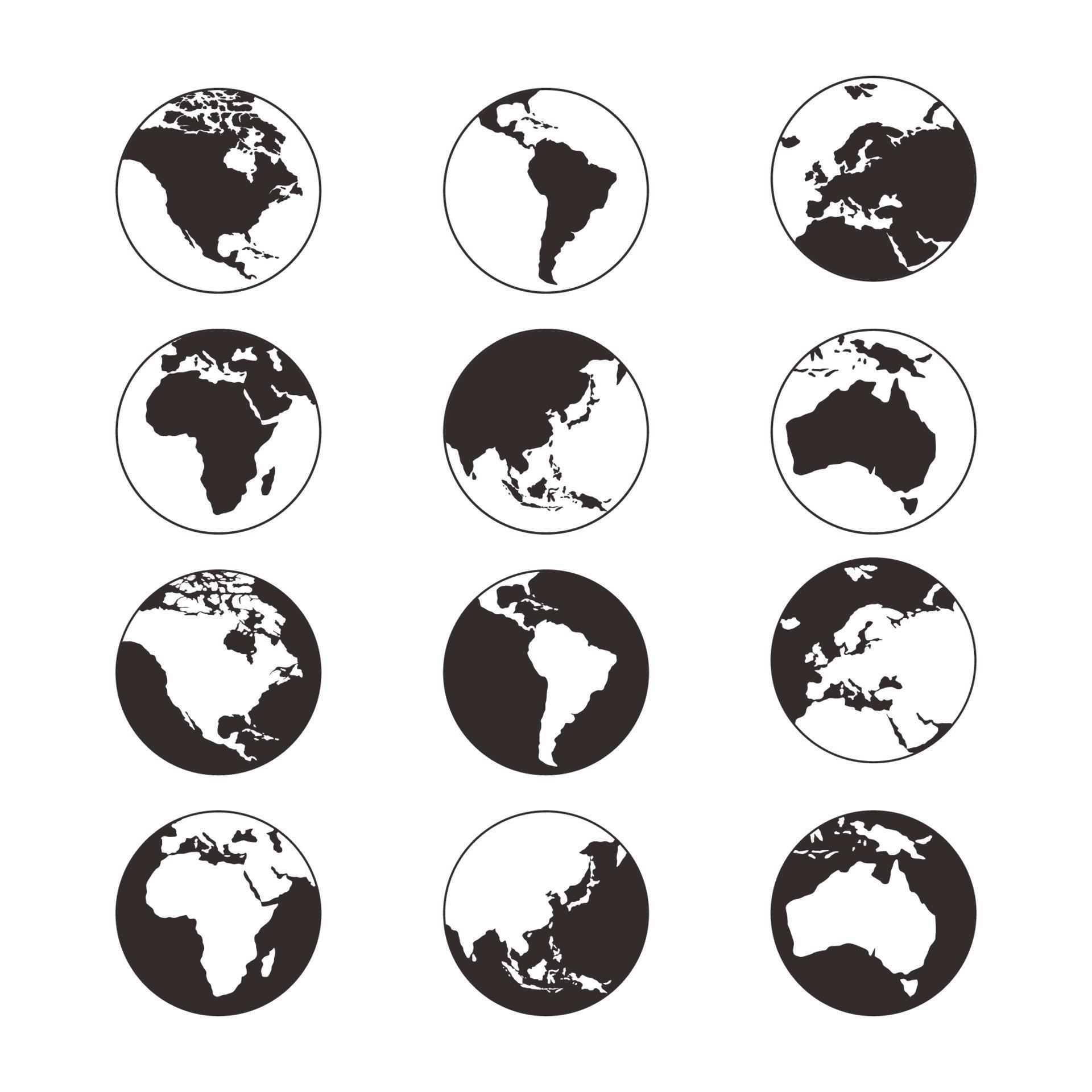 World Map Icon With Different Continens Collection 6123889 Vector Art ...