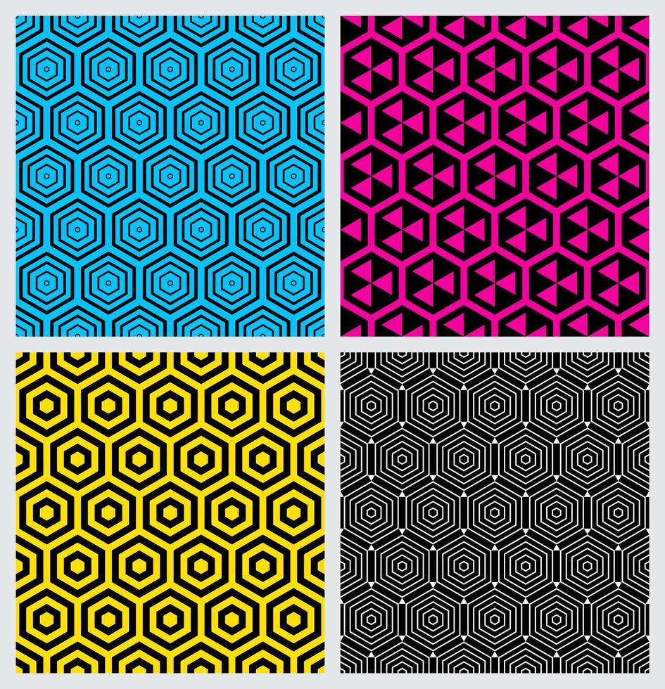 Seamless Patterns Set Geometry Hexagons 6123957 Vector Art at Vecteezy