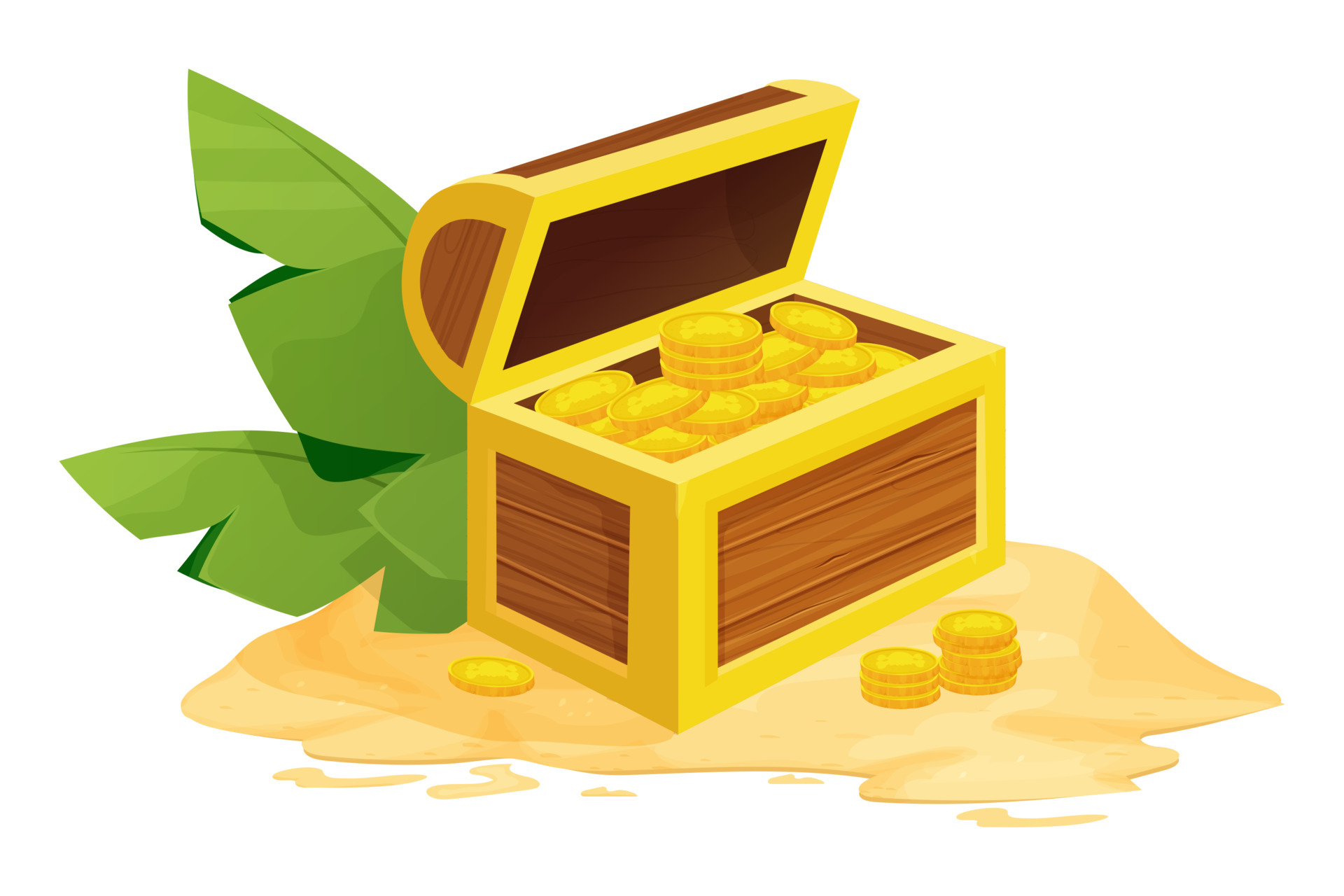 cofre de madera con monedas de oro del tesoro sobre arena decoradas con ... cofre de madera con monedas de oro del tesoro sobre arena decoradas con ...