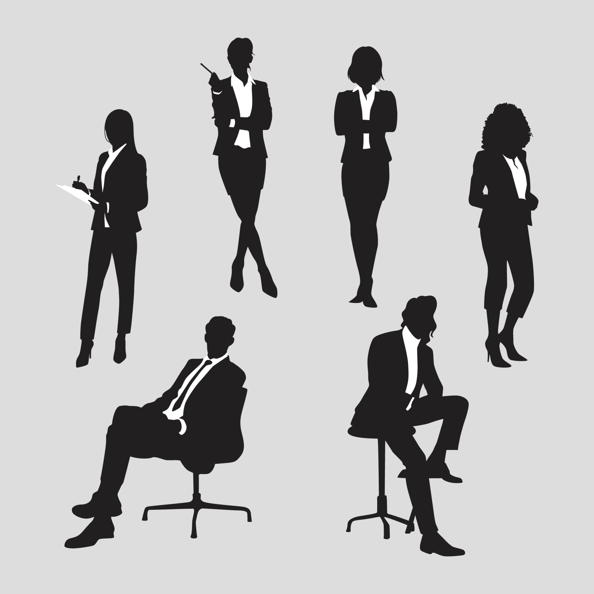Individual Business Man and Woman Silhouettes 6137654 Vector Art at ...